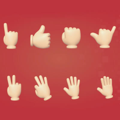 Cartoon Hands Pack - 3D Model by Ocstard
