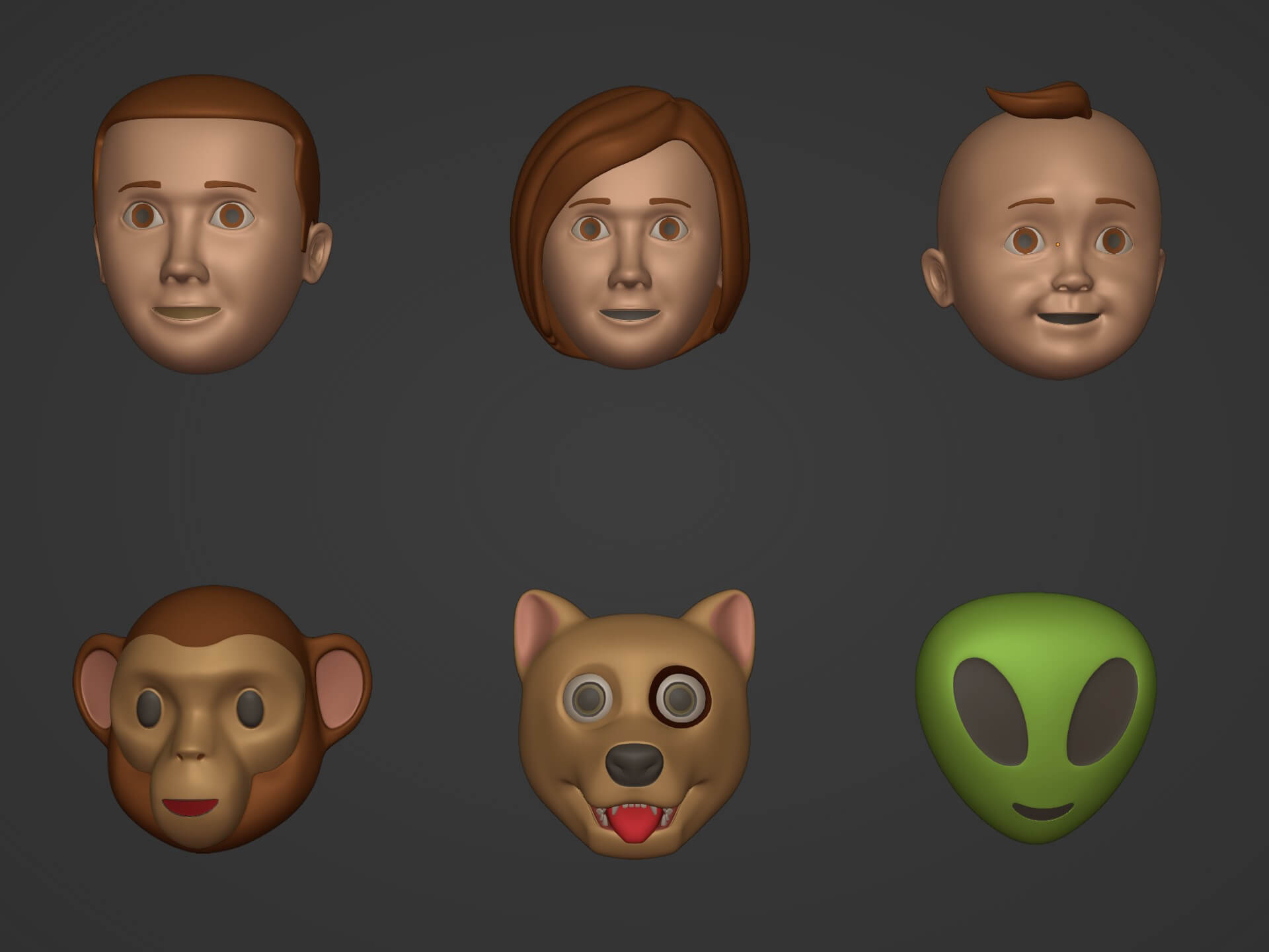 Heads Smileys Pack - 3D Model by Ocstard
