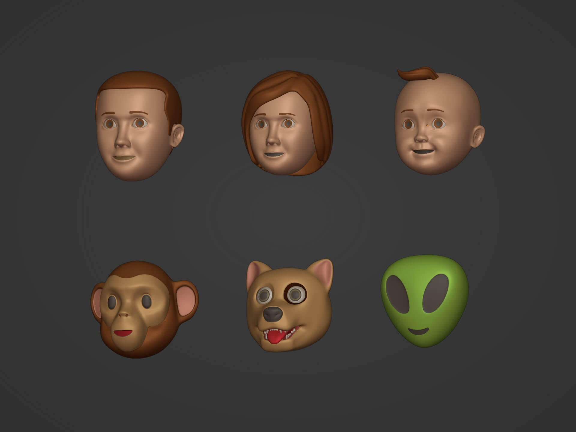 Heads Smileys Pack - 3D Model by Ocstard