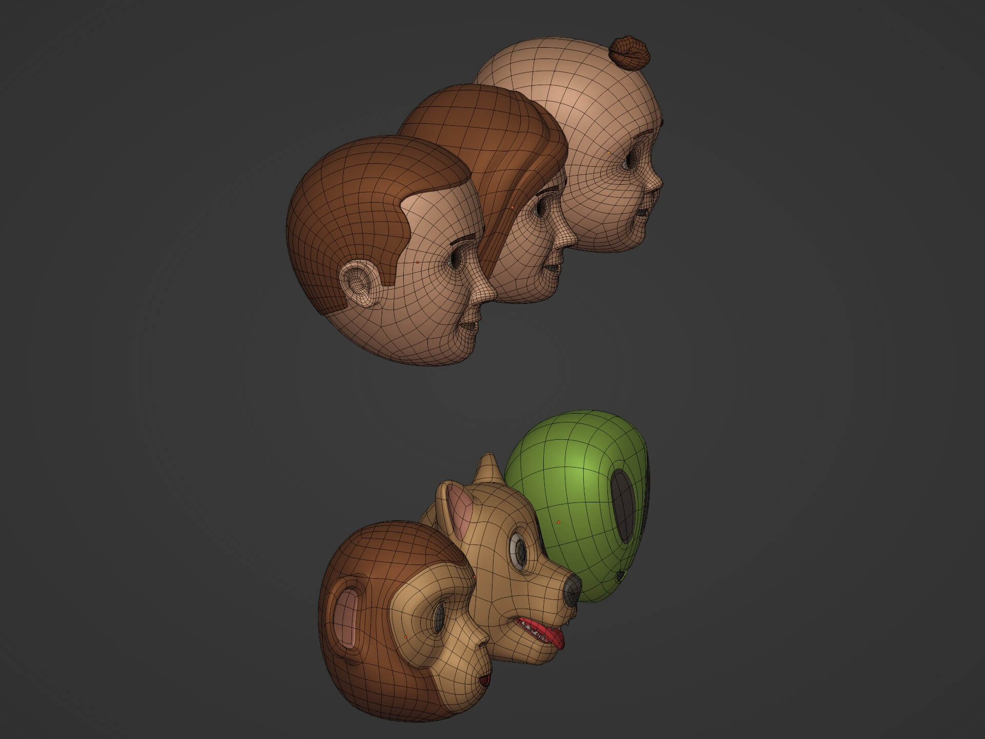 Heads Smileys Pack - 3D Model by Ocstard