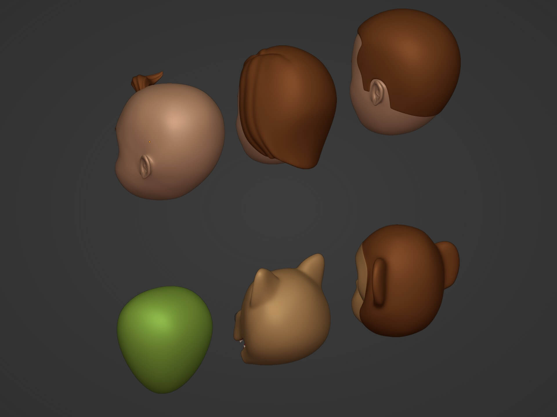 Heads Smileys Pack - 3D Model by Ocstard