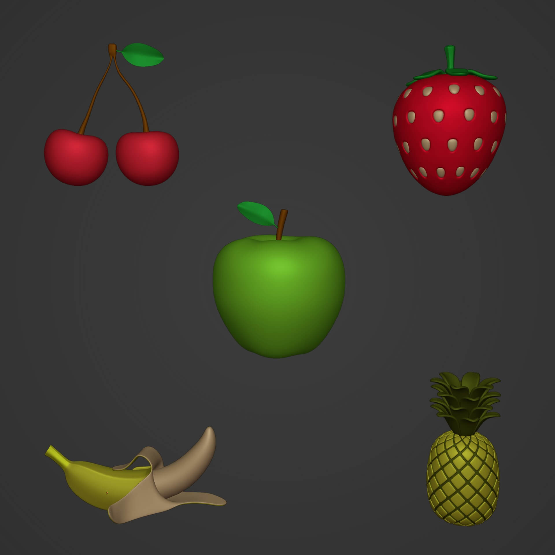Cartoon Fruits Pack - 3D Model by Ocstard