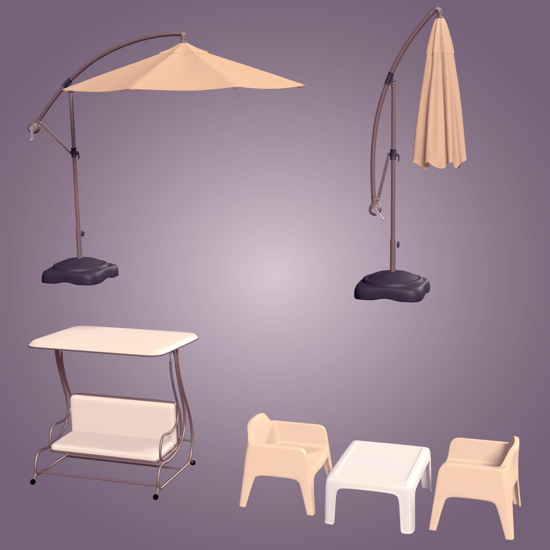 Patio Umbrella and chair - 3D Model by Ocstard