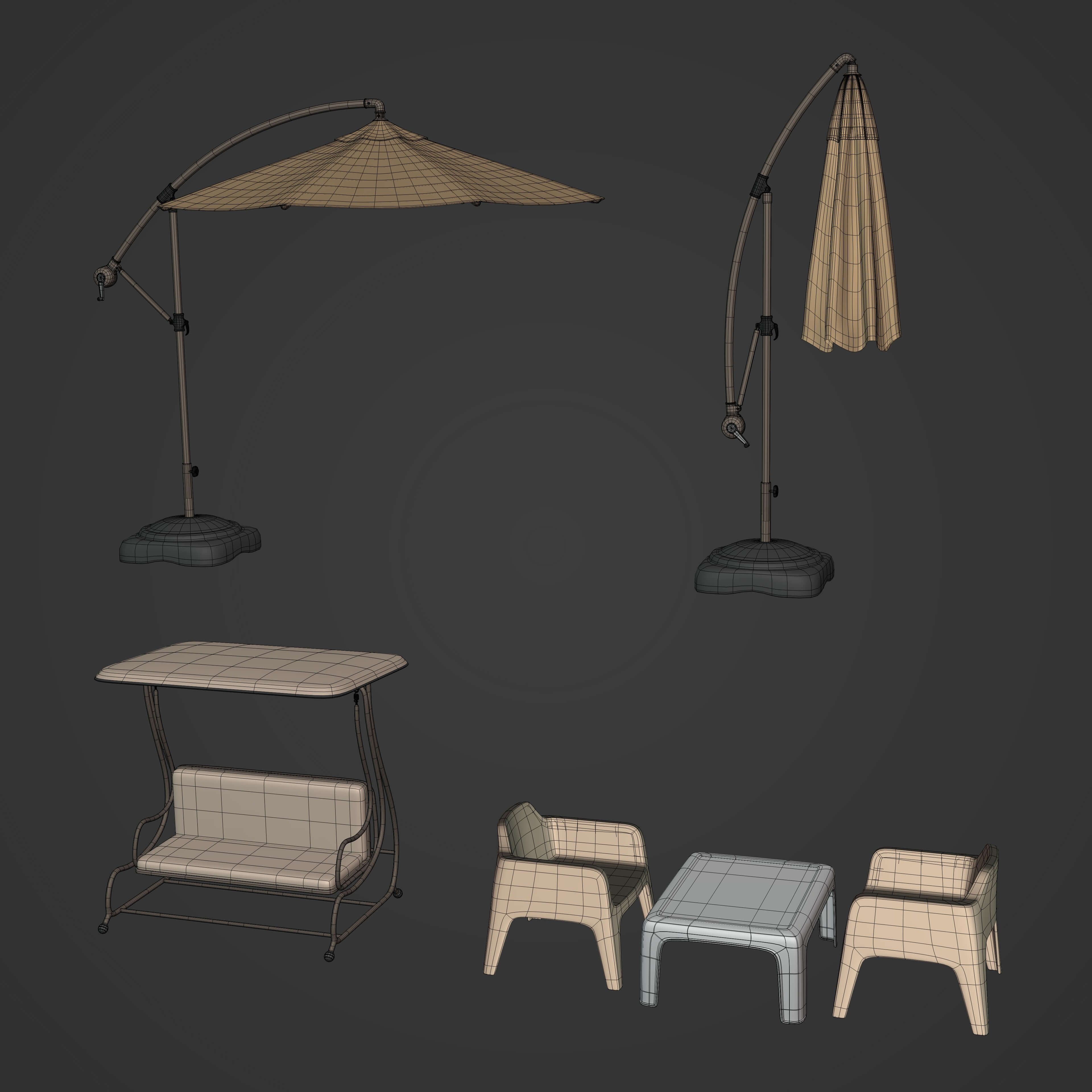 Patio Umbrella and chair - 3D Model by Ocstard