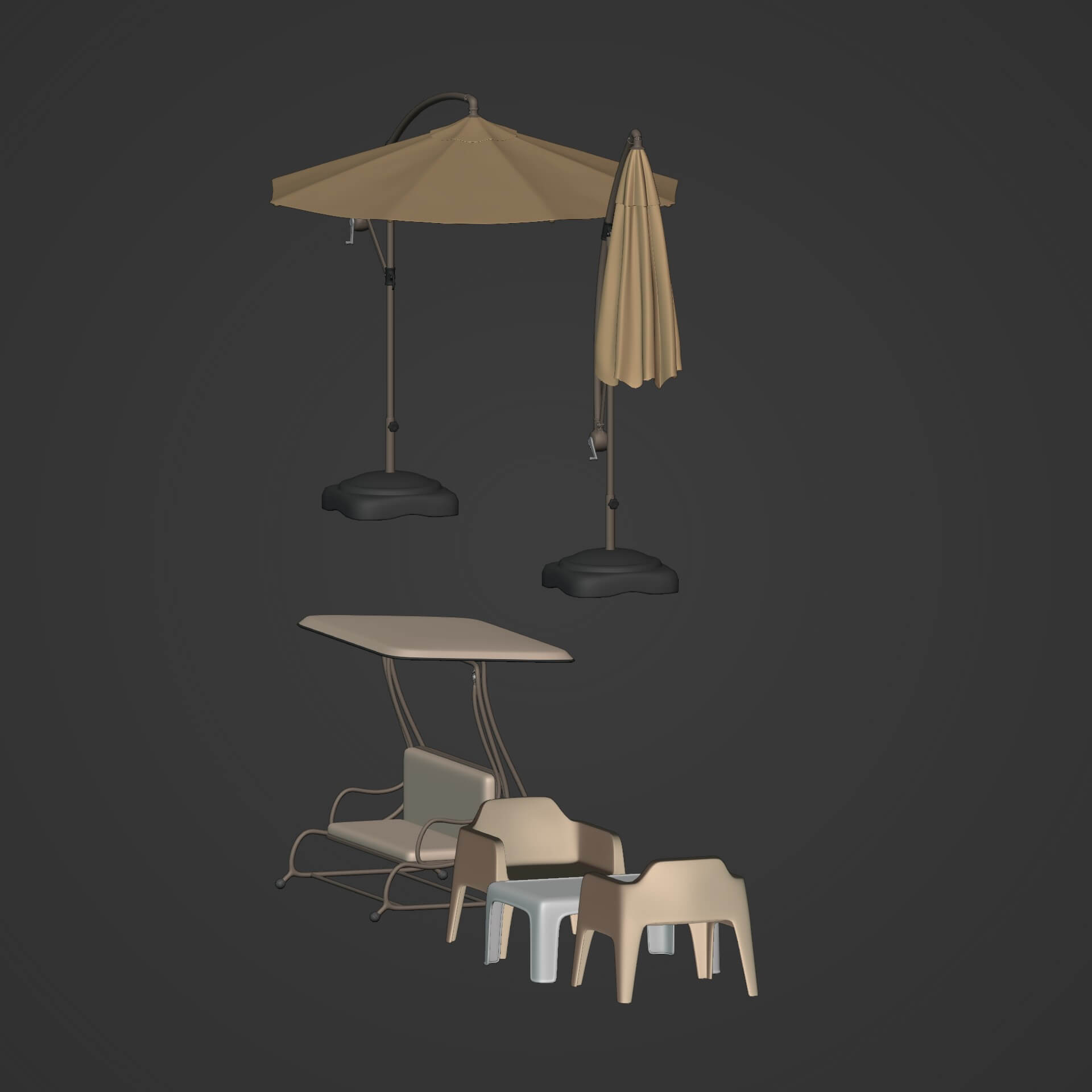 Patio Umbrella and chair - 3D Model by Ocstard