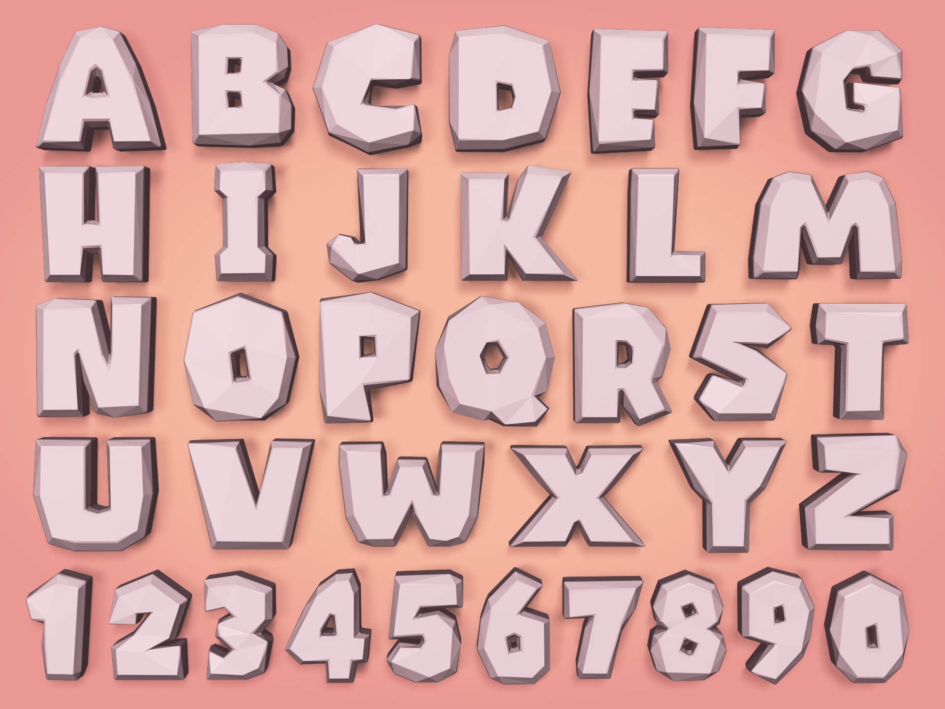 Polygonal Alphabet - 3D Model by Ocstard