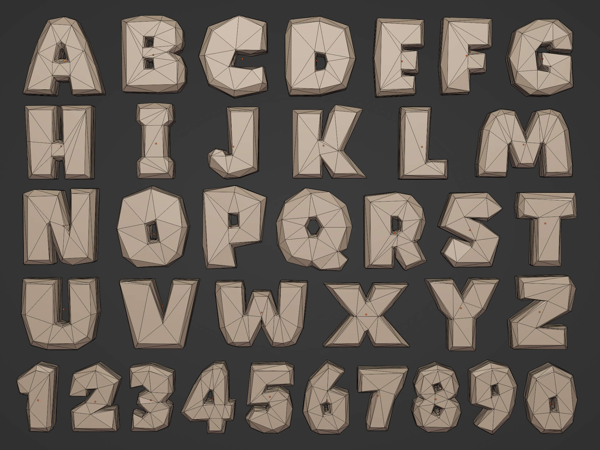 Polygonal Alphabet - 3D Model by Ocstard