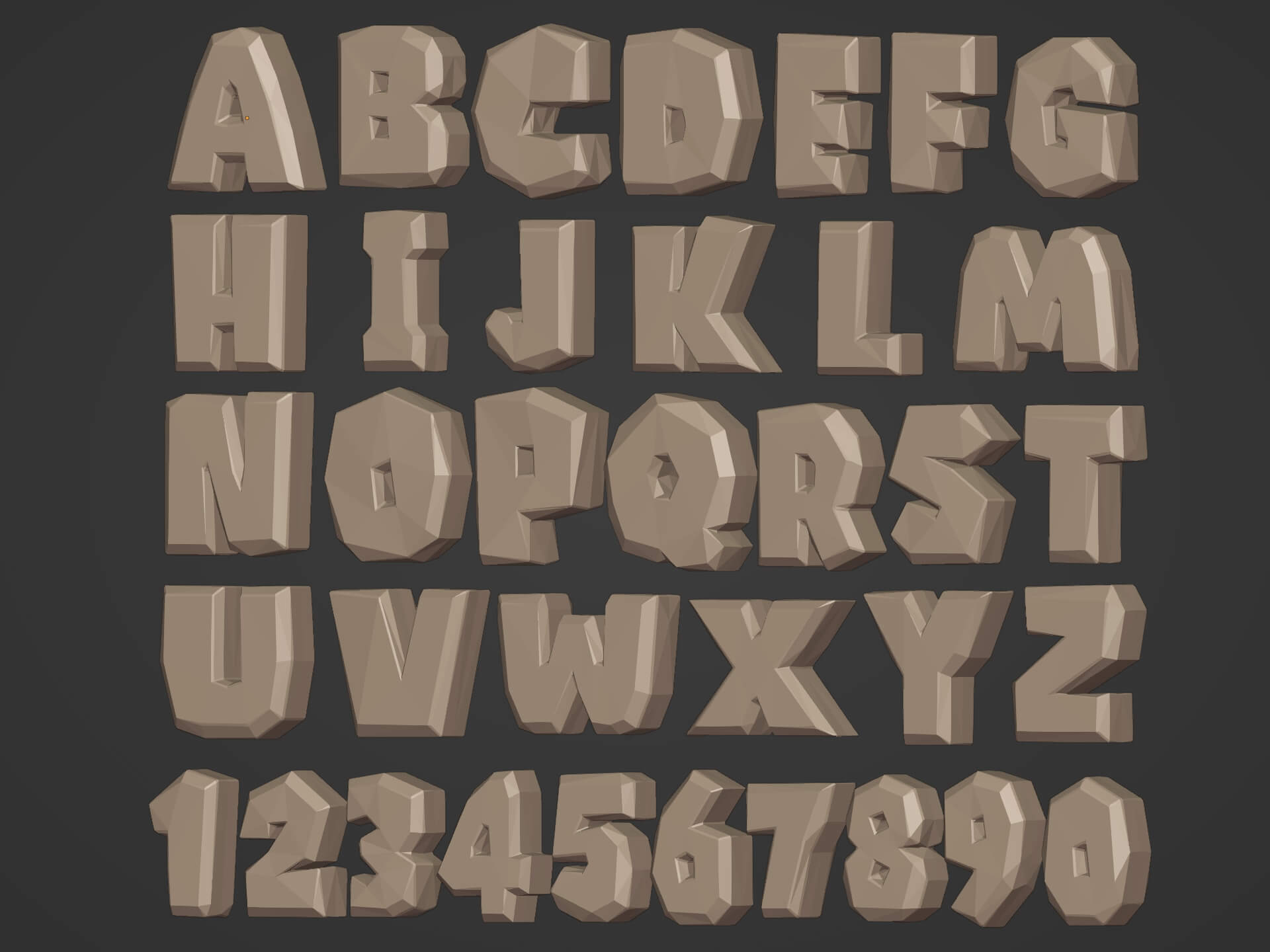 Polygonal Alphabet - 3D Model by Ocstard