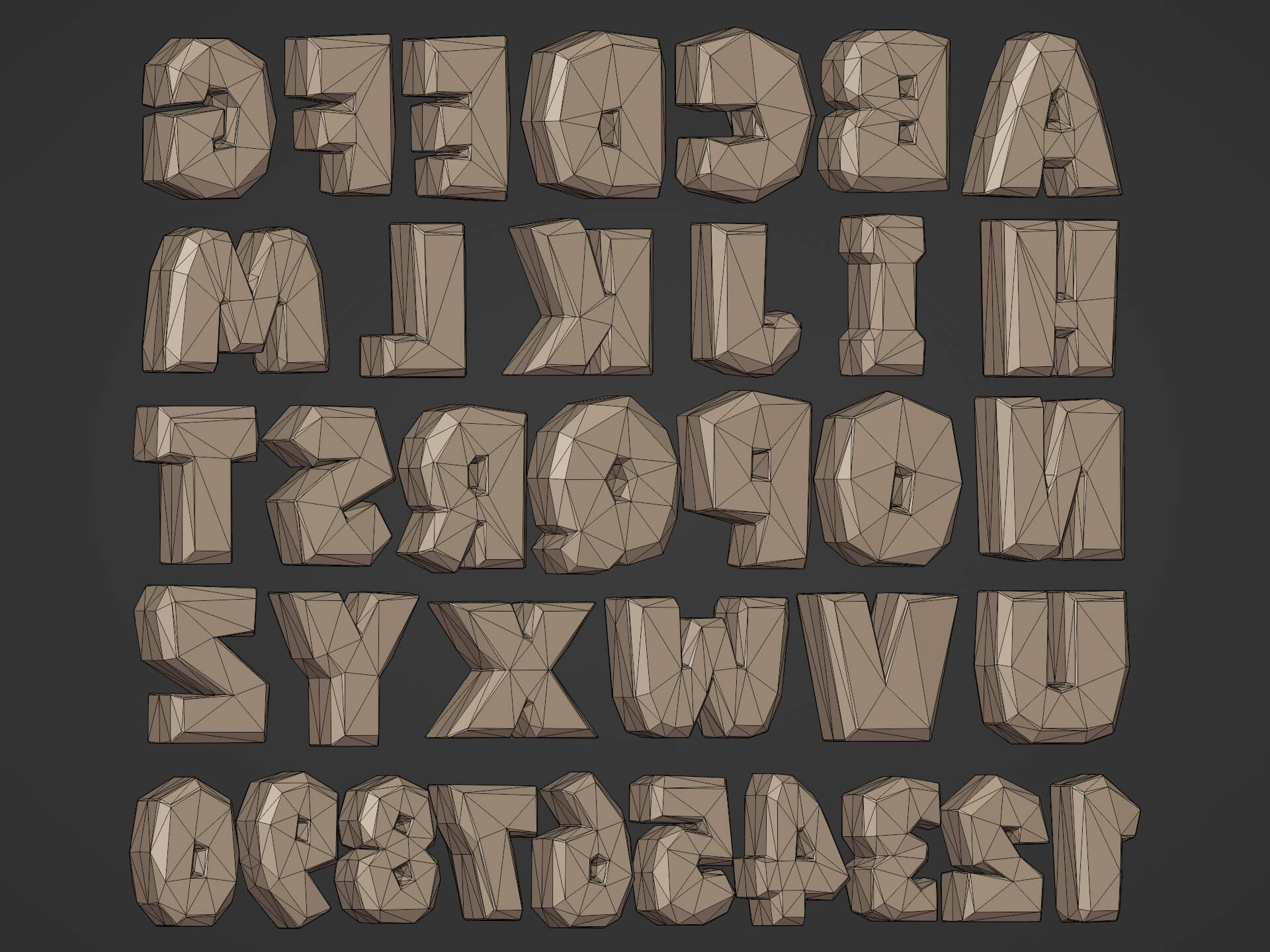 Polygonal Alphabet - 3D Model by Ocstard