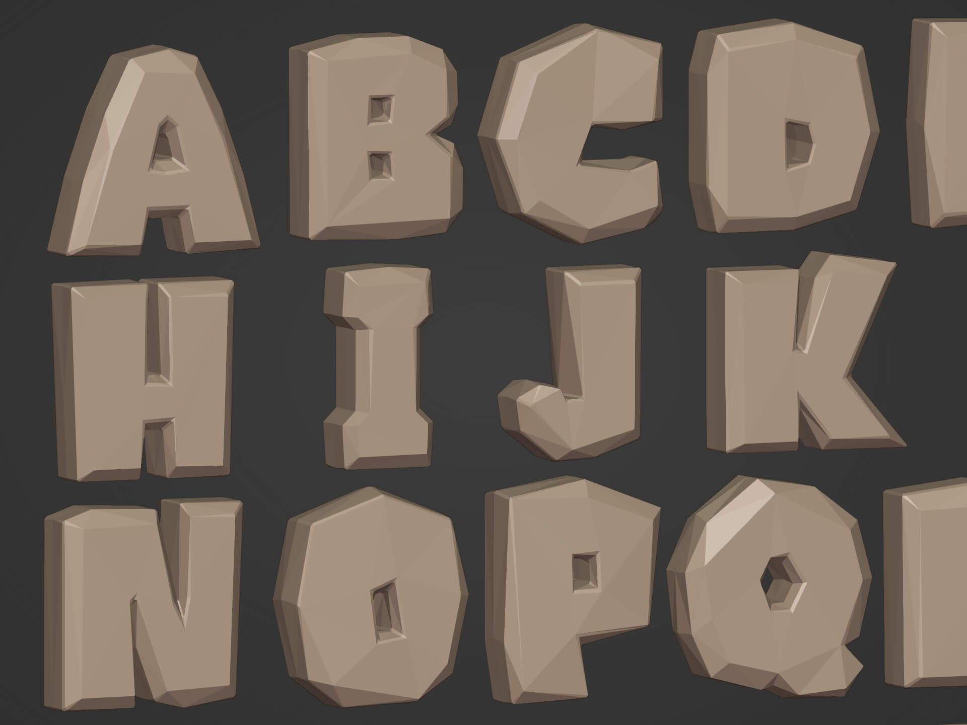 Polygonal Alphabet - 3D Model by Ocstard