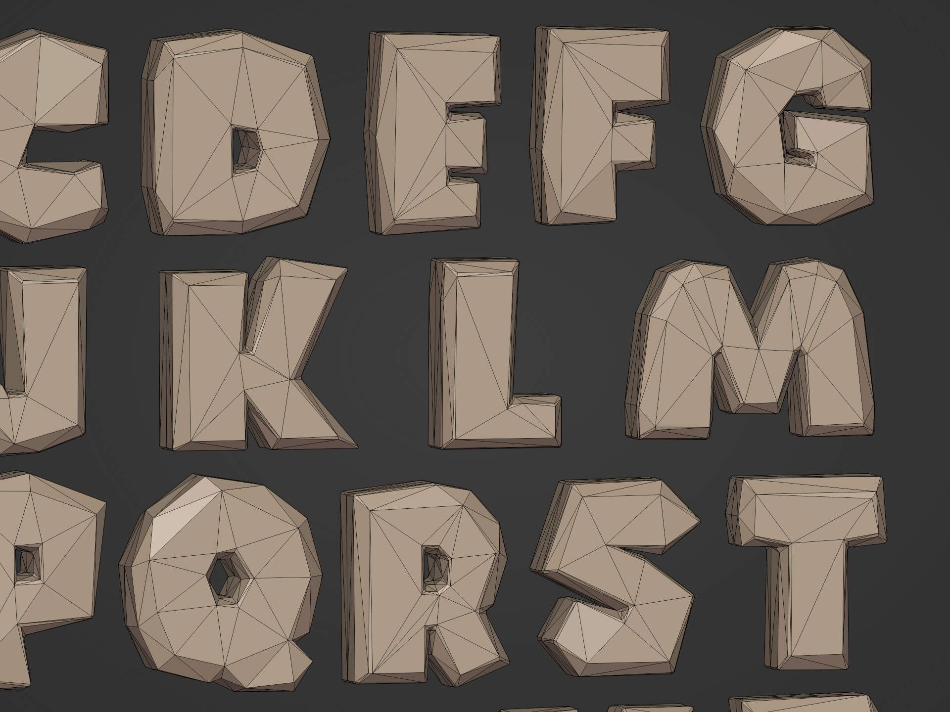 Polygonal Alphabet - 3D Model by Ocstard