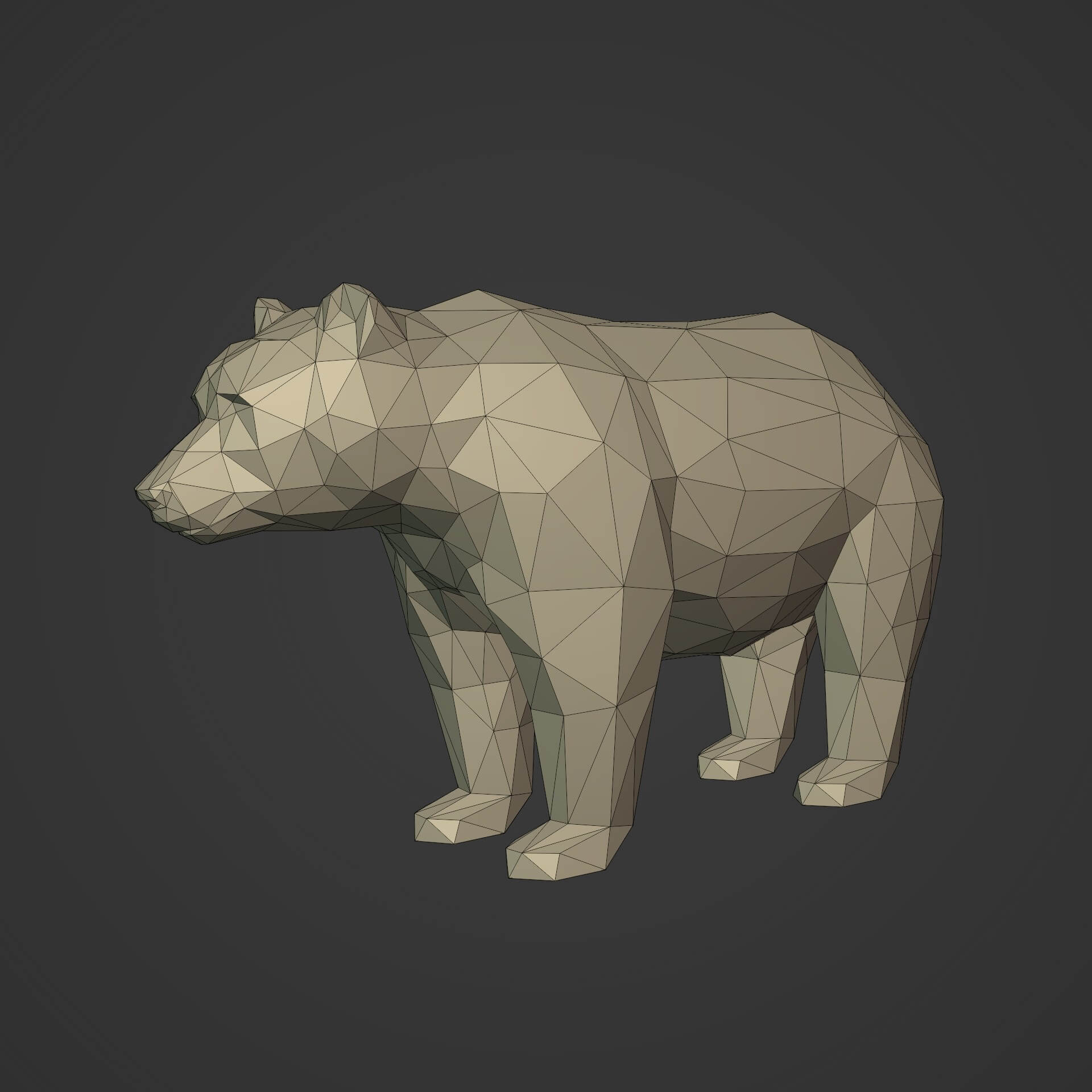 Polygonal Animal Statues -- Bear - Eagle - Bull - Horse 3D Model by Ocstard