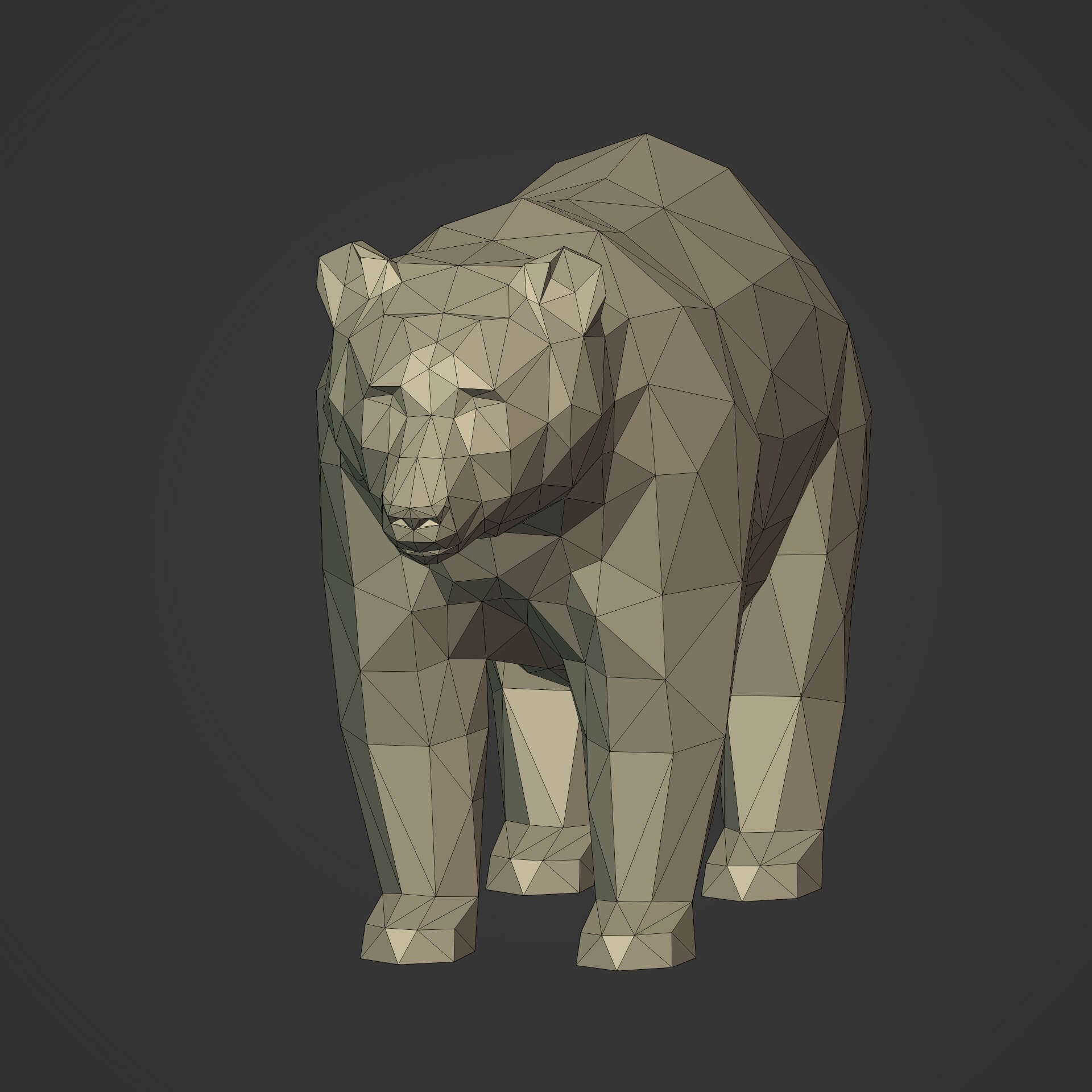 Polygonal Animal Statues -- Bear - Eagle - Bull - Horse 3D Model by Ocstard
