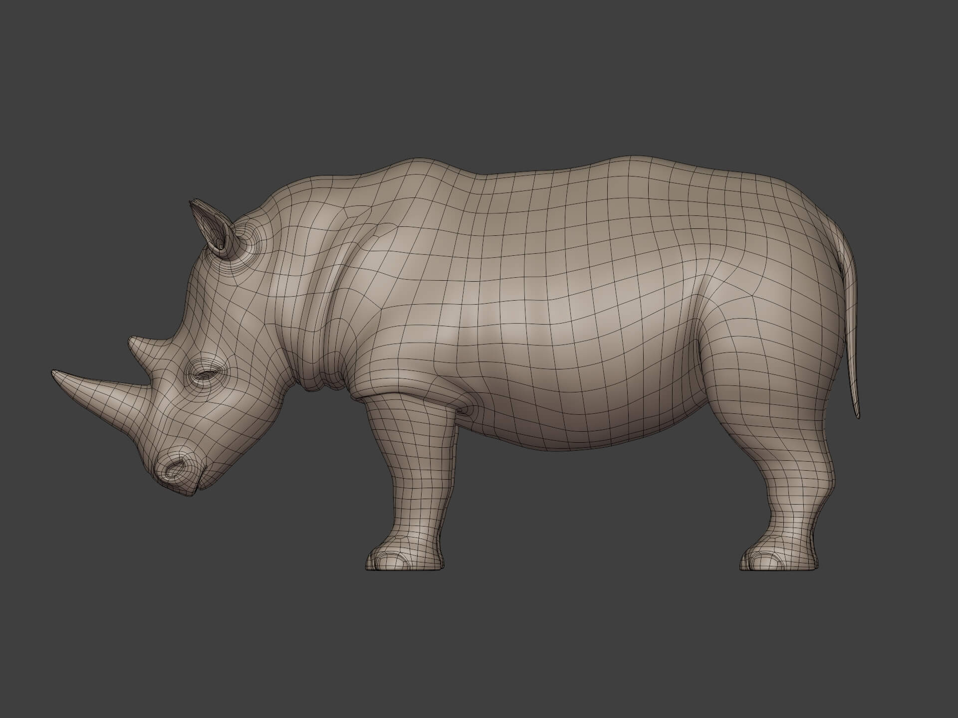 Rhinoceros Statue - 3D Model by Ocstard