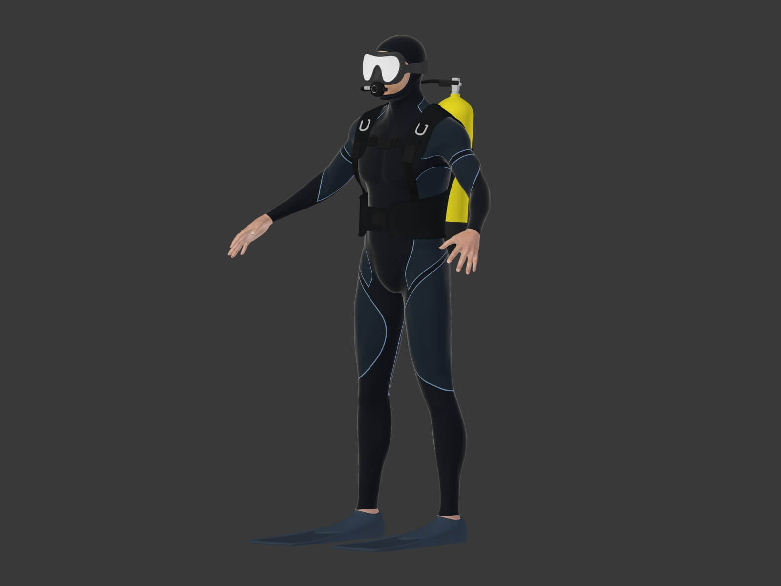 Scuba Diver - 3D Model by Ocstard
