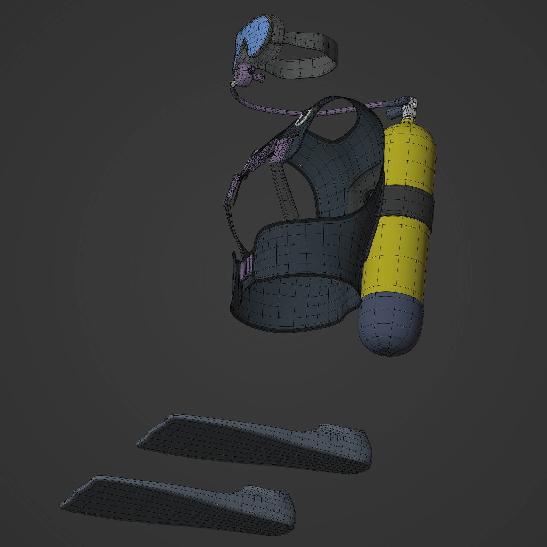 Scuba Diving Equipment - 3D Model by Ocstard