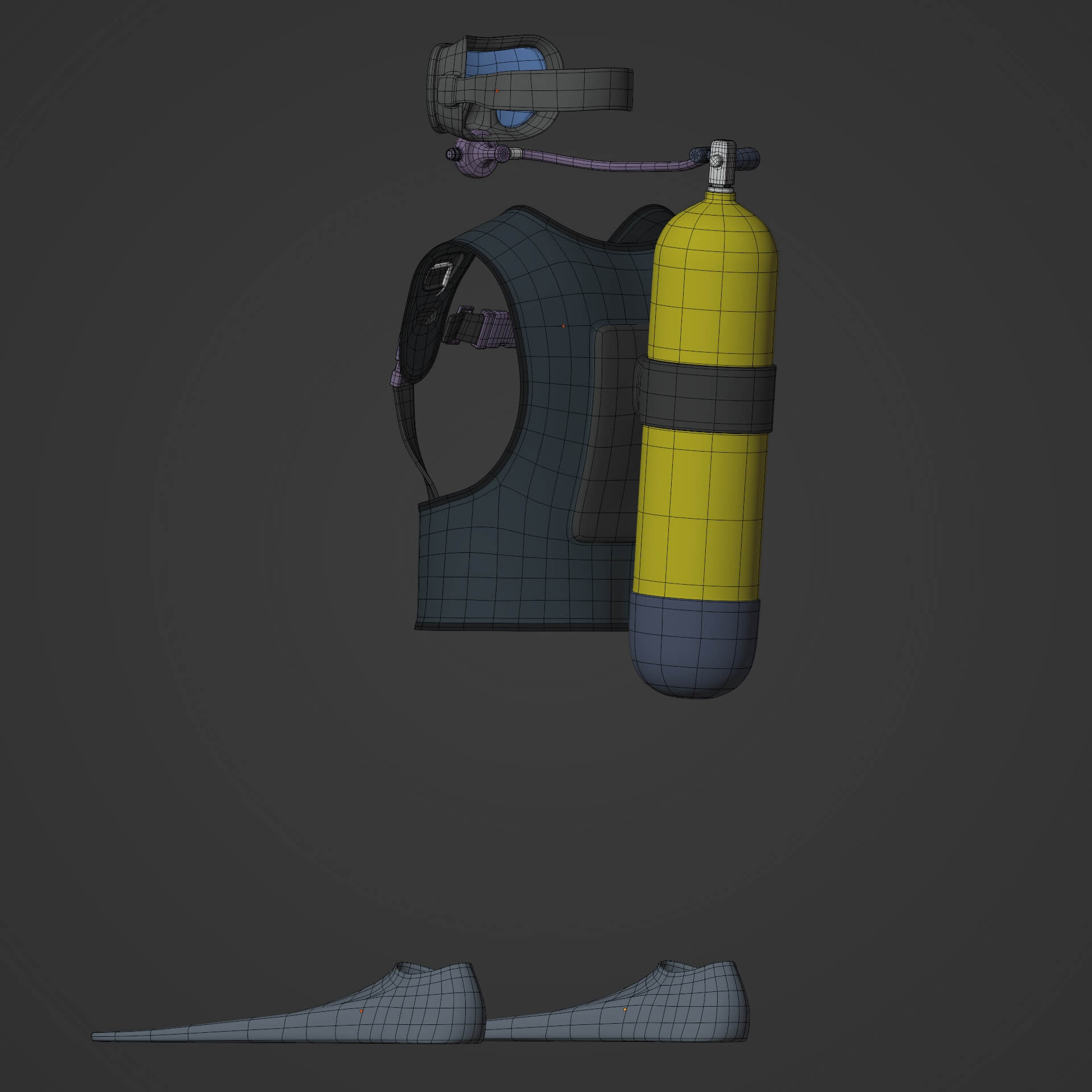 Scuba Diving Equipment - 3D Model by Ocstard