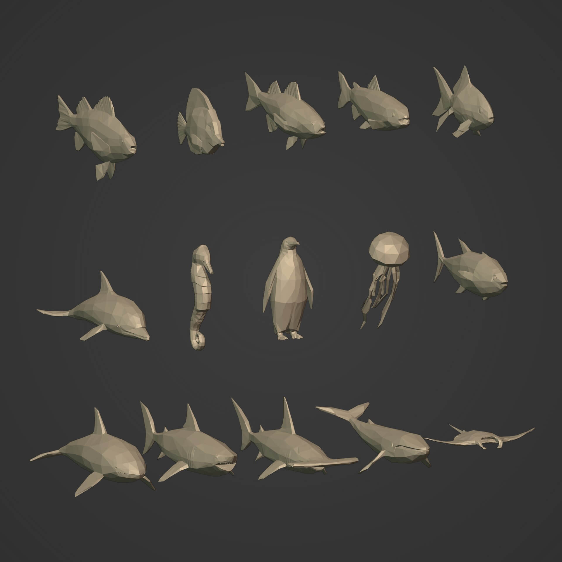 Sea Animals Pack V1 - 3D Model by Ocstard