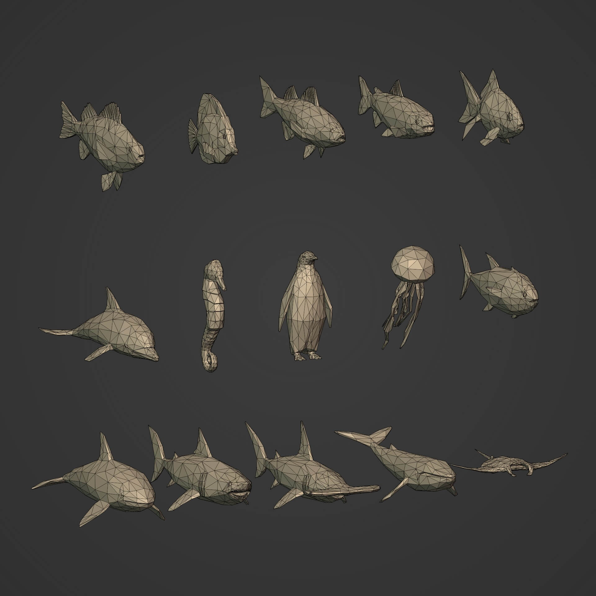 Sea Animals Pack V1 - 3D Model by Ocstard