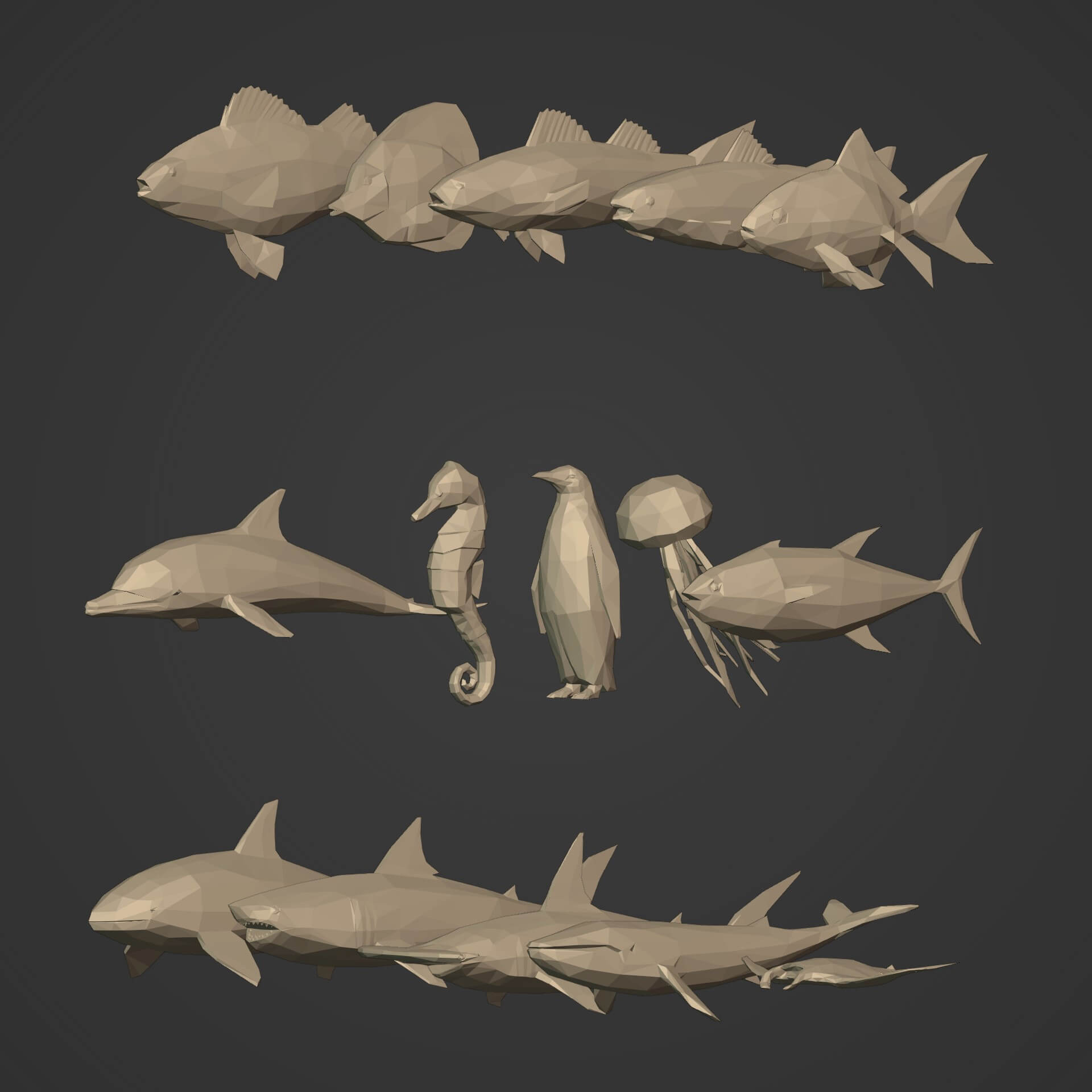 Sea Animals Pack V1 - 3D Model by Ocstard