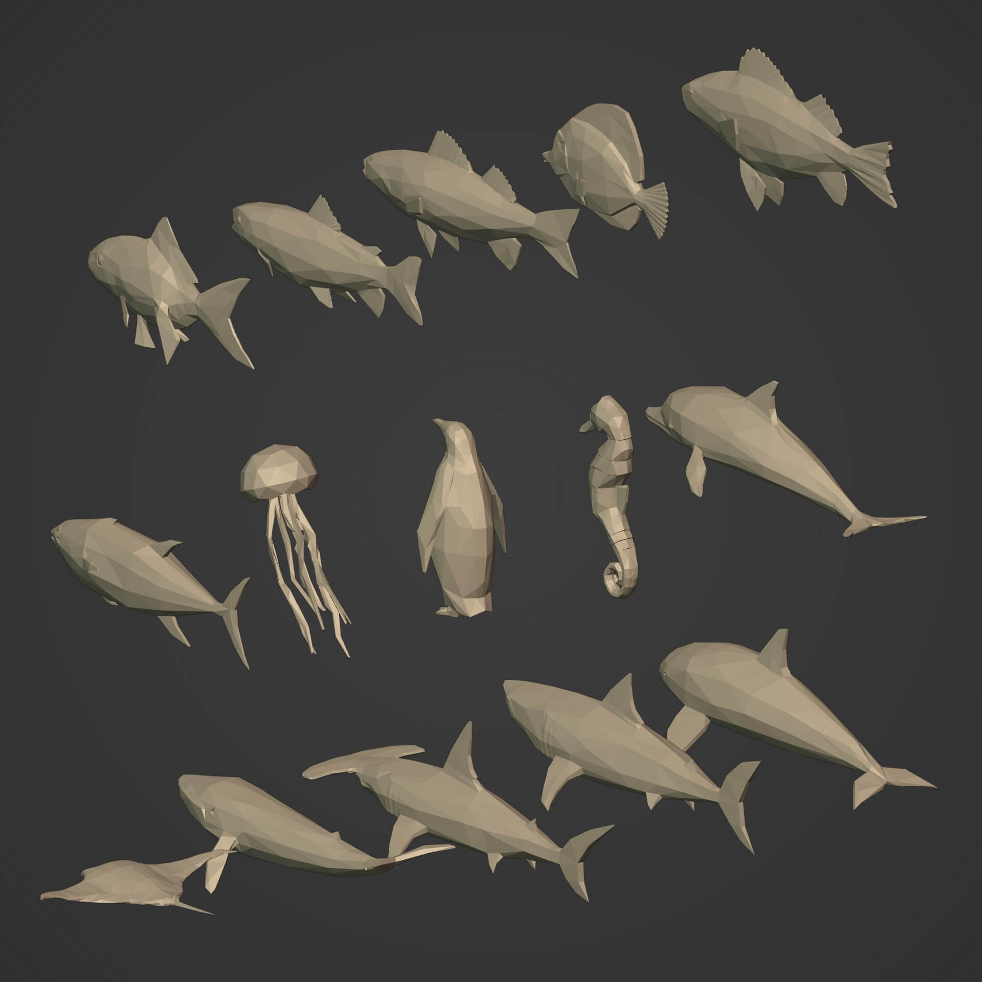 Sea Animals Pack V1 - 3D Model by Ocstard
