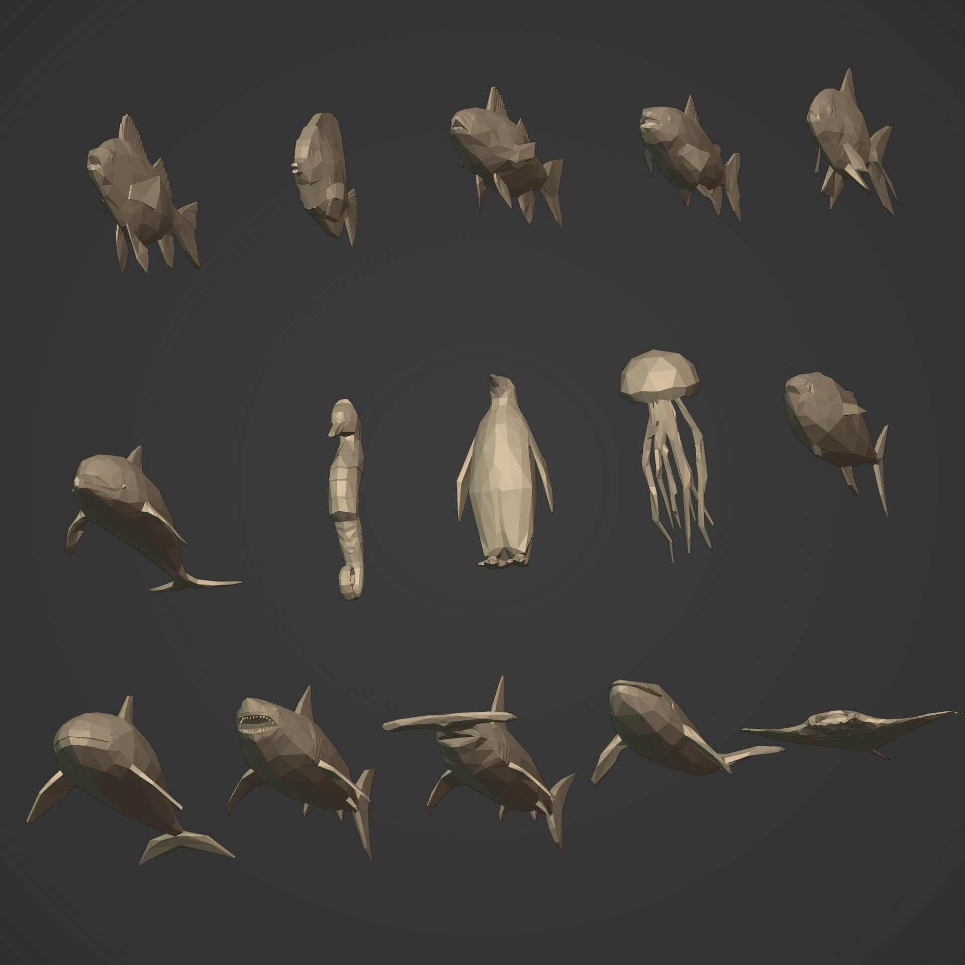Sea Animals Pack V1 - 3D Model by Ocstard