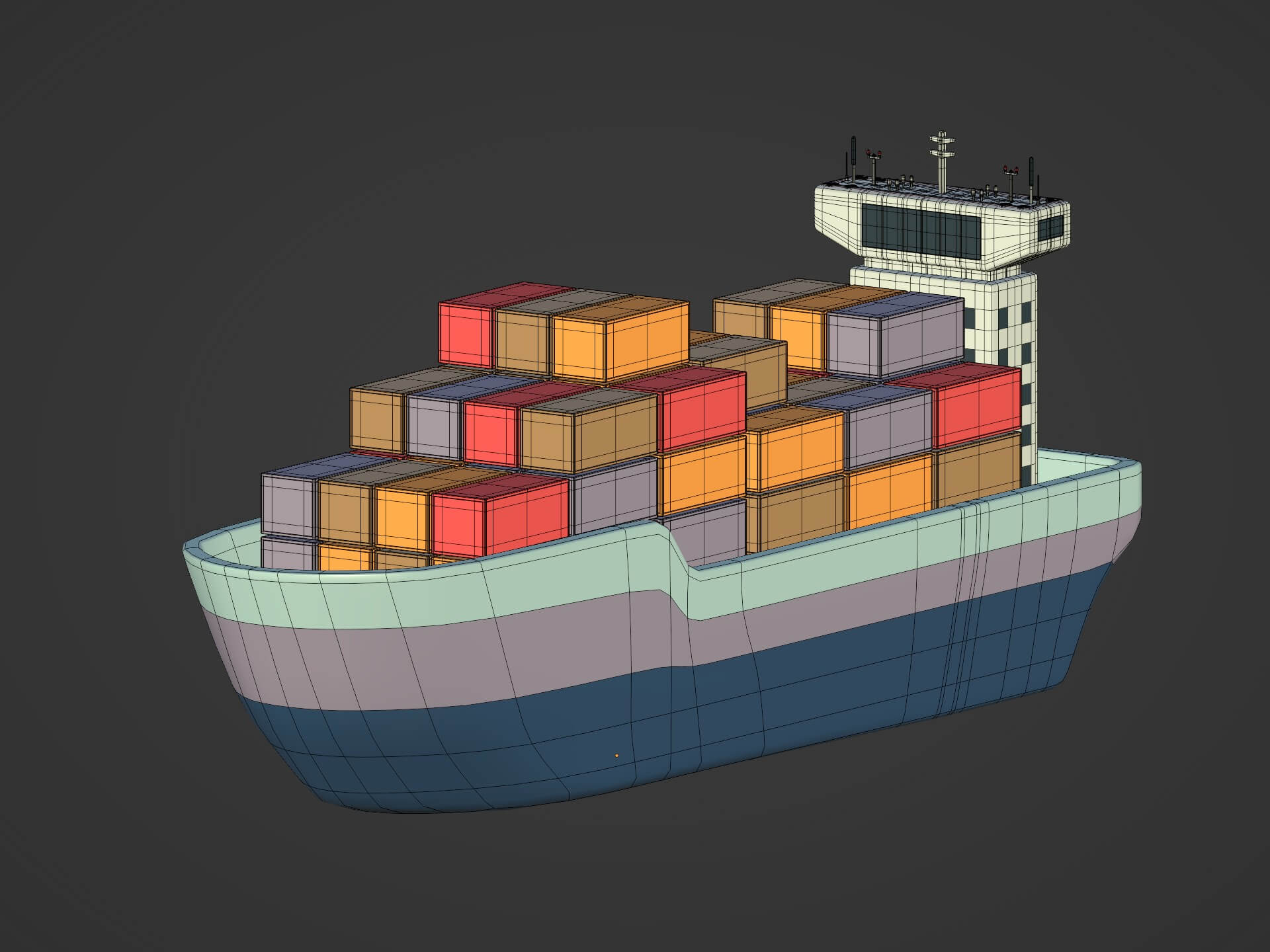 Toon Cargo Ship - 3D Model by Ocstard