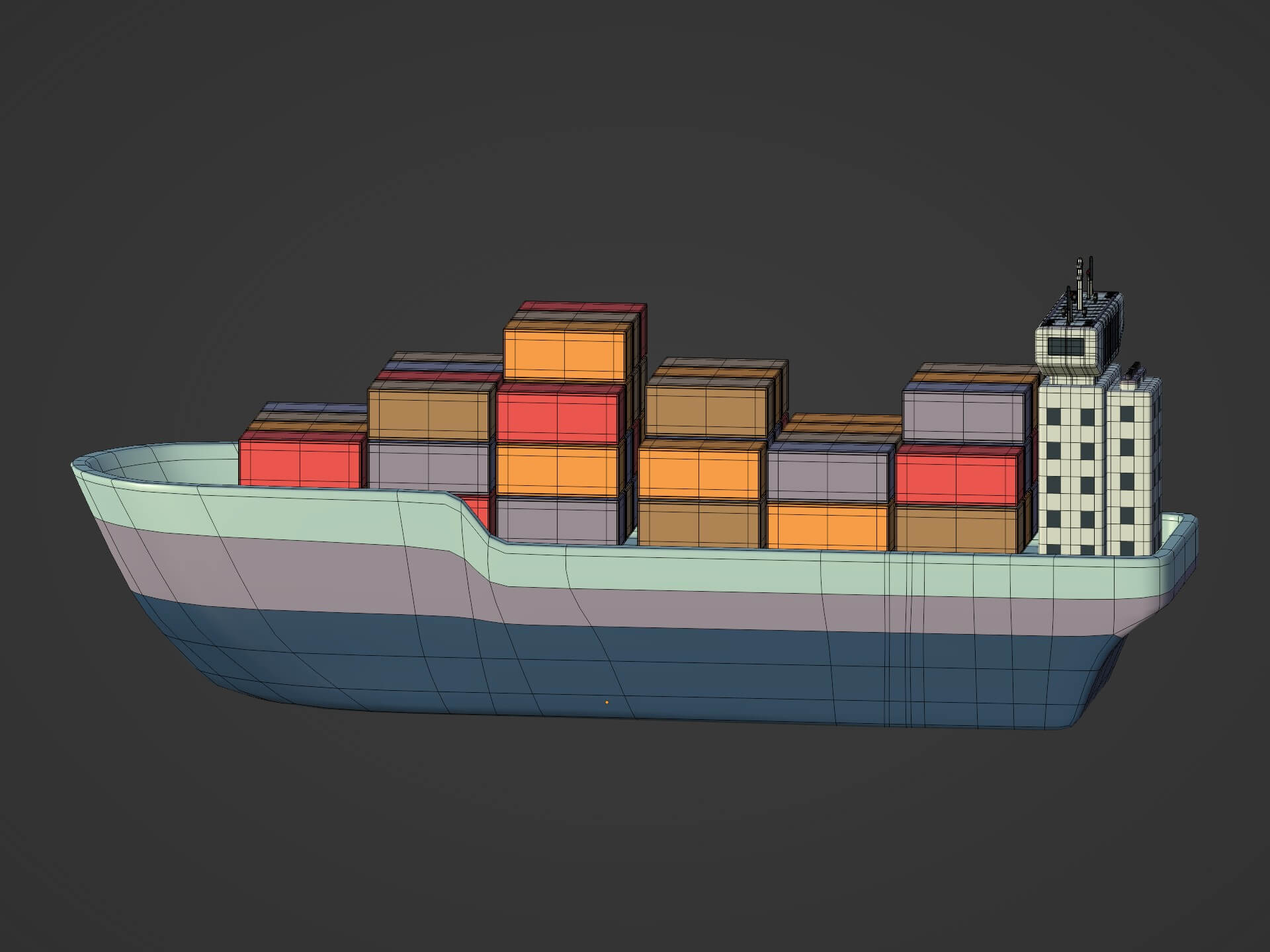 Toon Cargo Ship - 3D Model by Ocstard