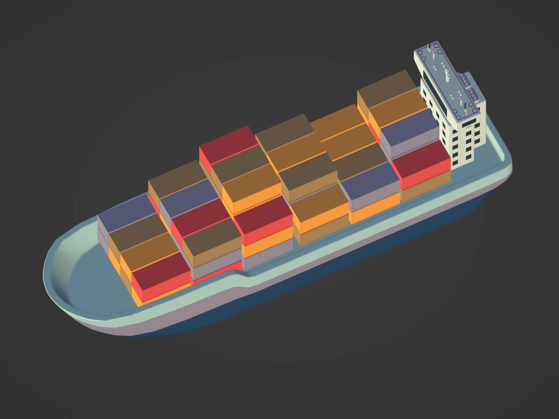 Toon Cargo Ship - 3D Model by Ocstard