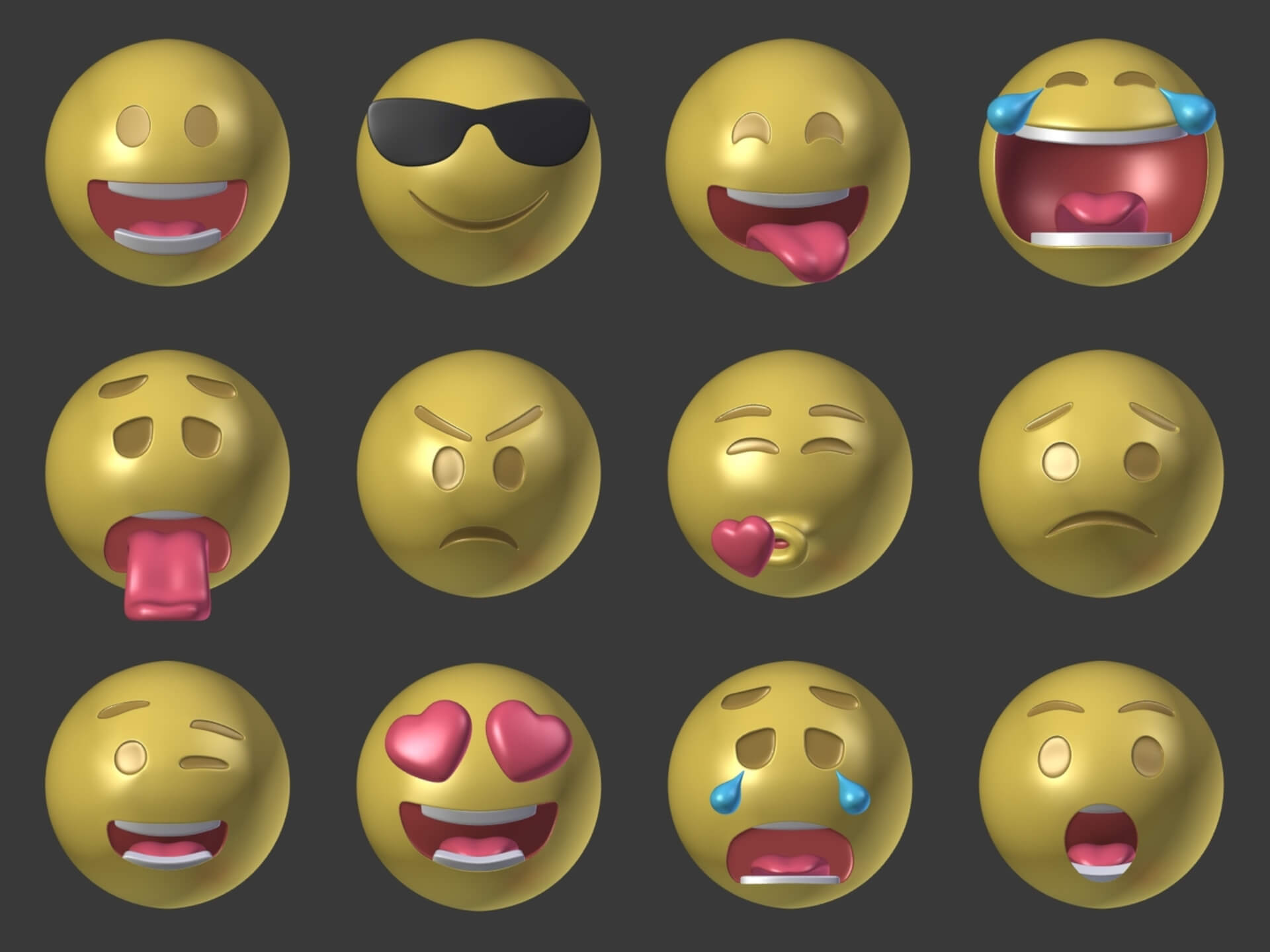 Smileys Pack - 3D Model by Ocstard