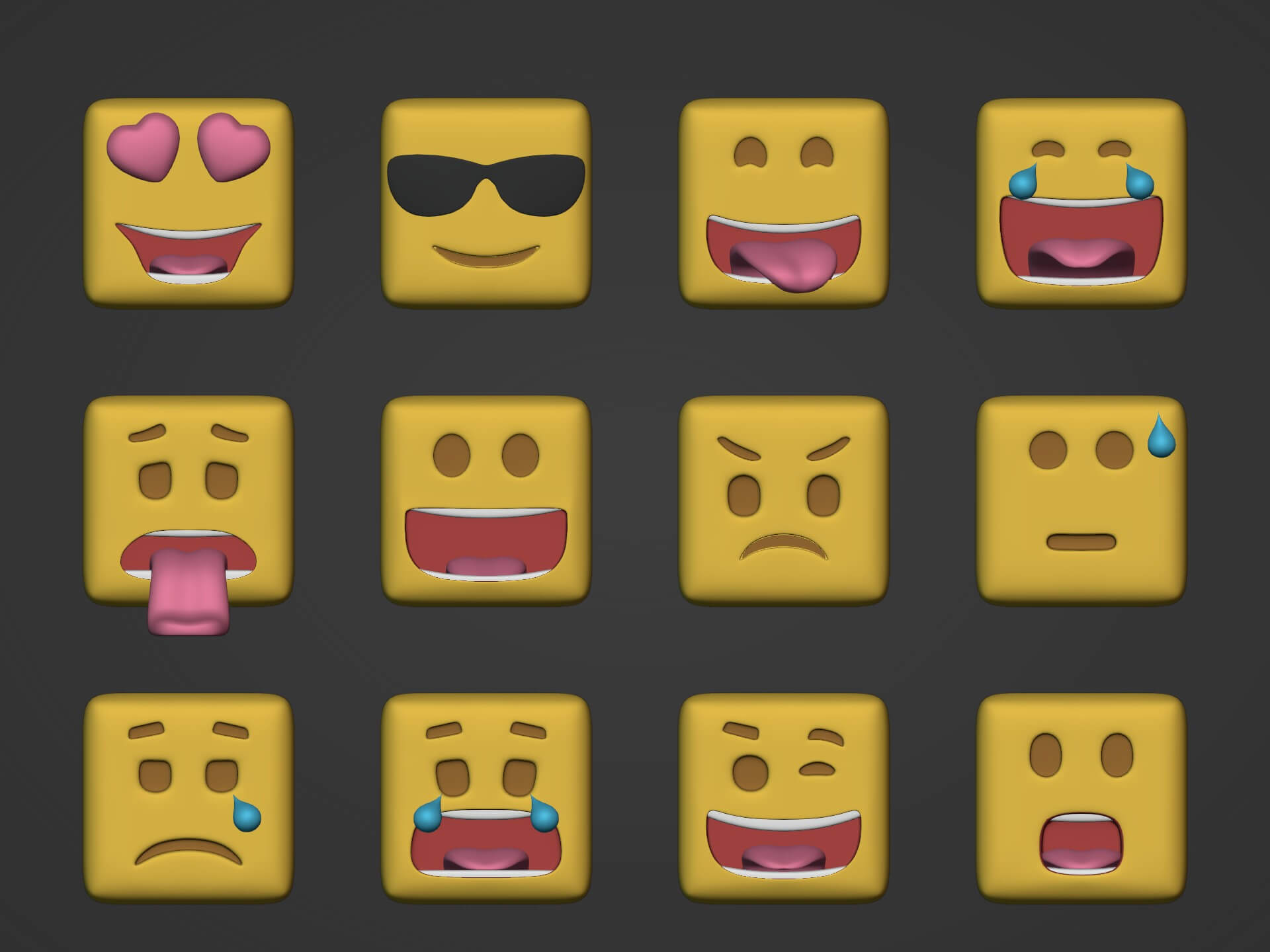 Smileys Pack - 3D Model by Ocstard