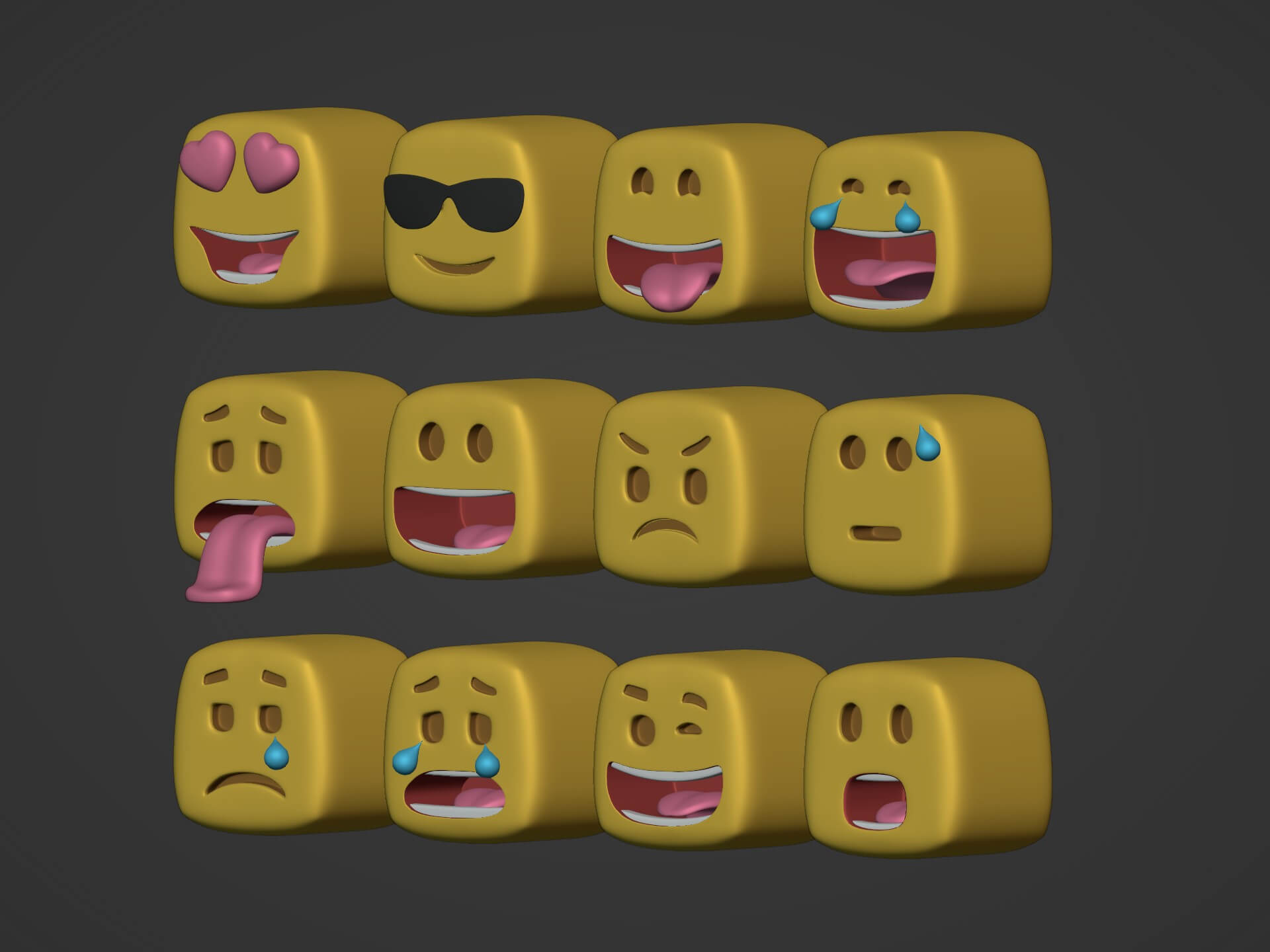 Smileys Pack - 3D Model by Ocstard