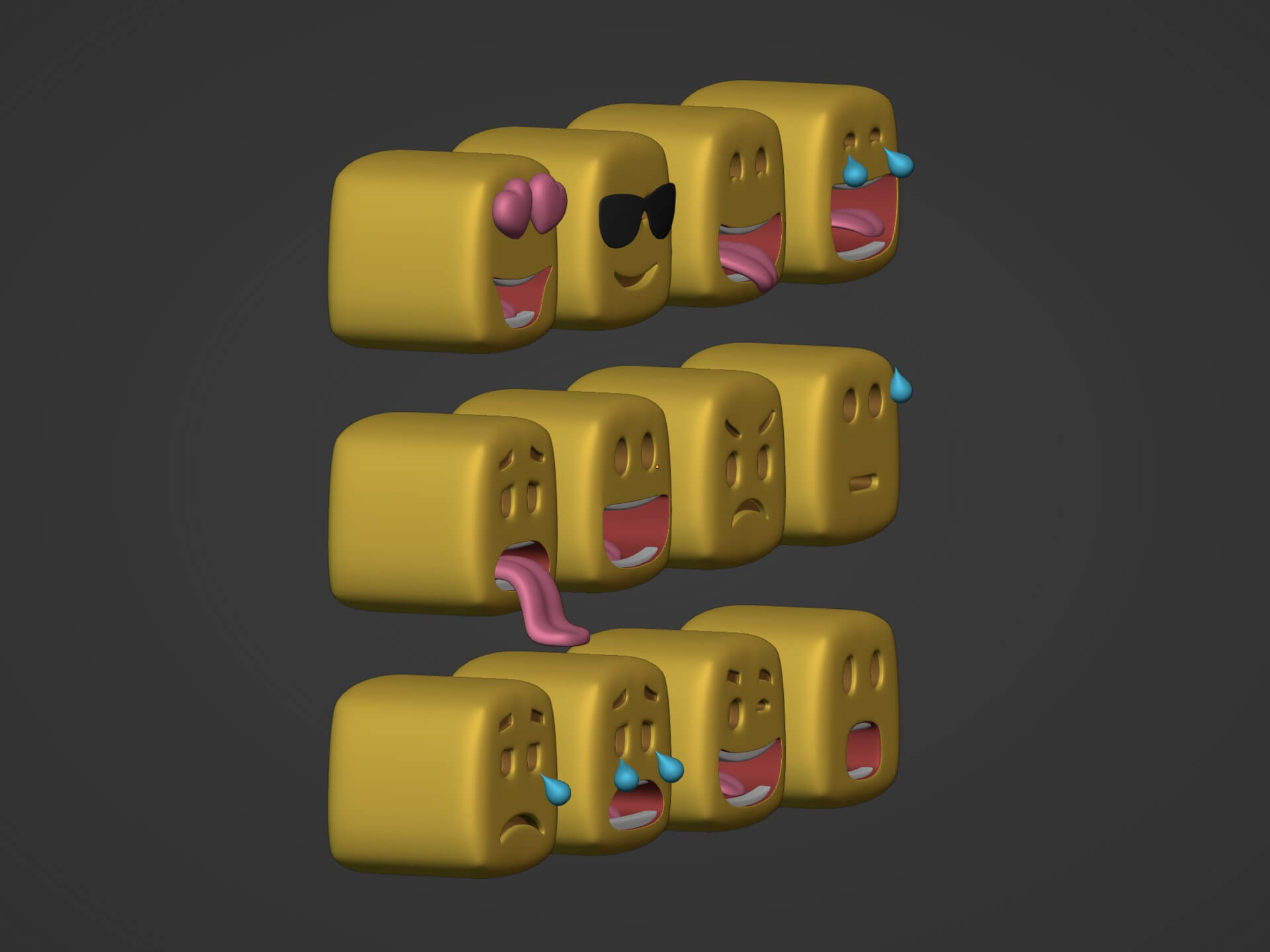 Smileys Pack - 3D Model by Ocstard