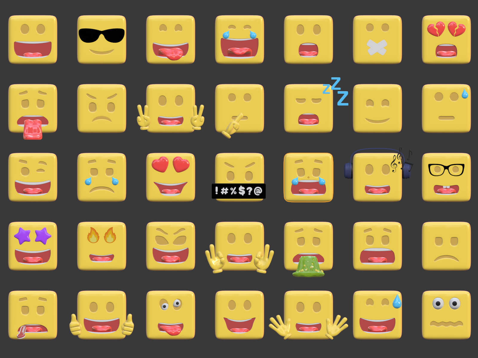 Smileys Pack - 3D Model by Ocstard