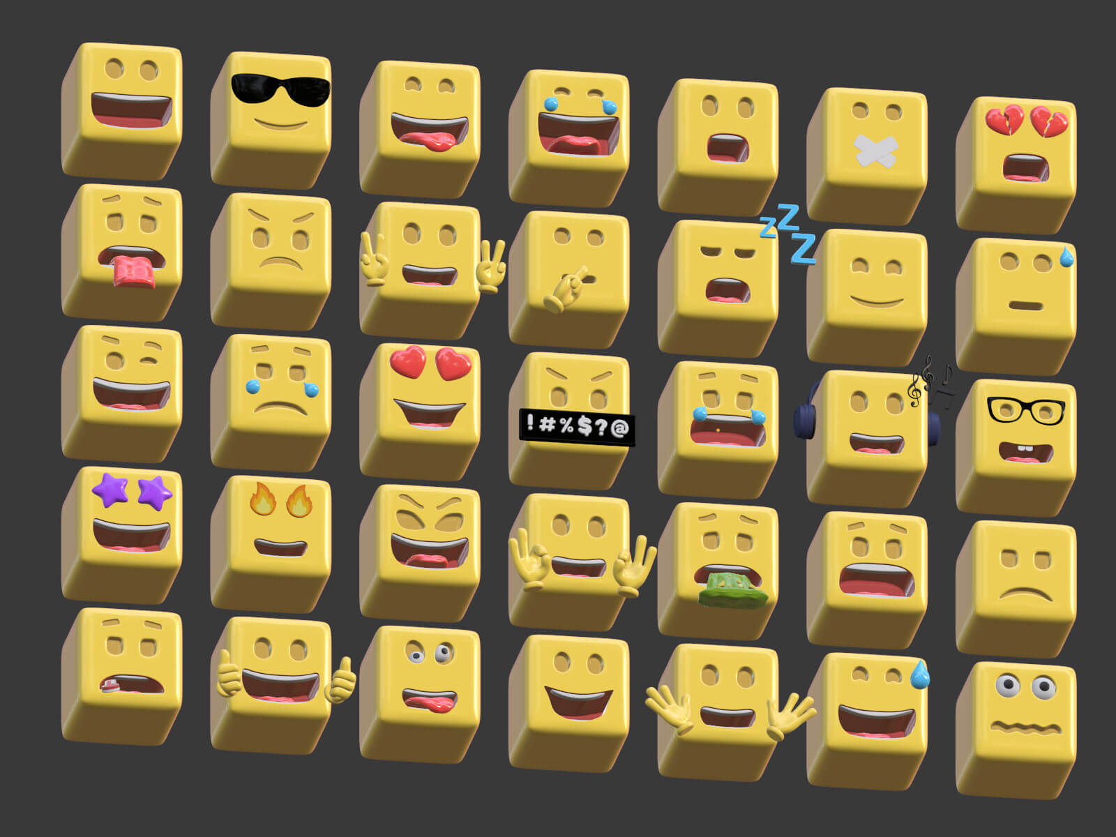 Smileys Pack - 3D Model by Ocstard
