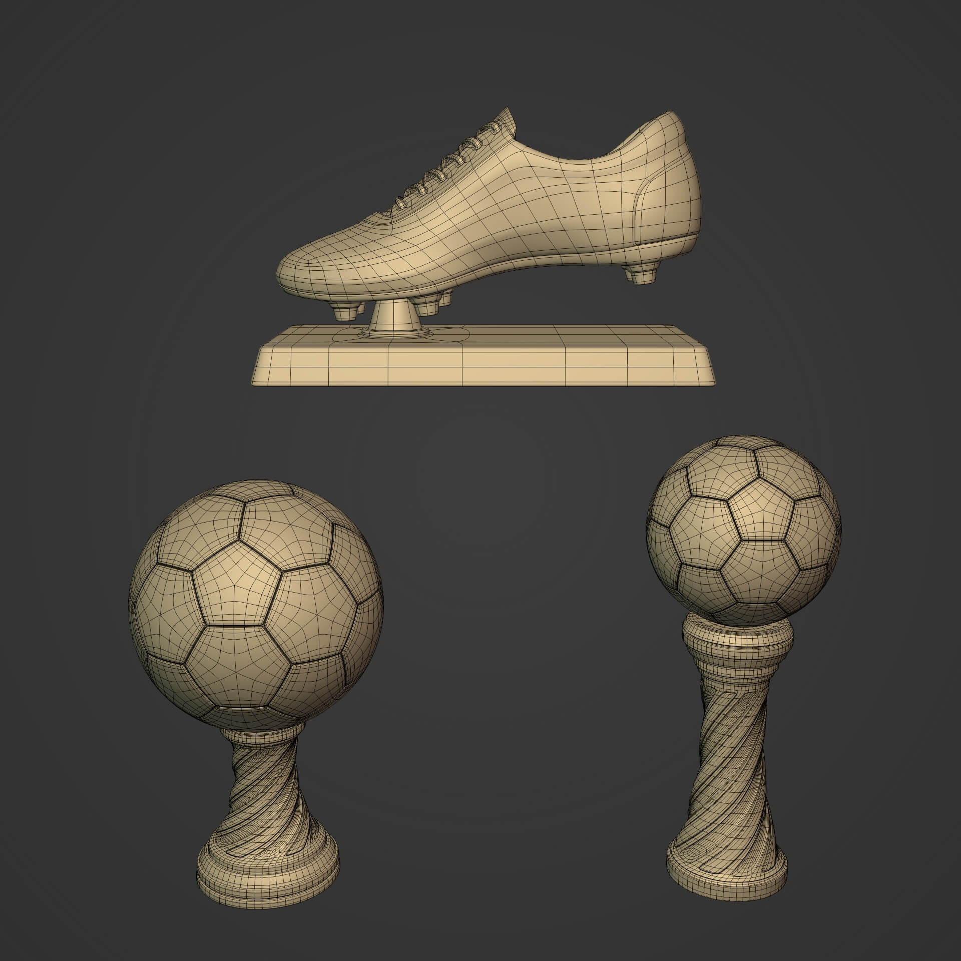 Soccer Trophies Pack - 3D Model by Ocstard