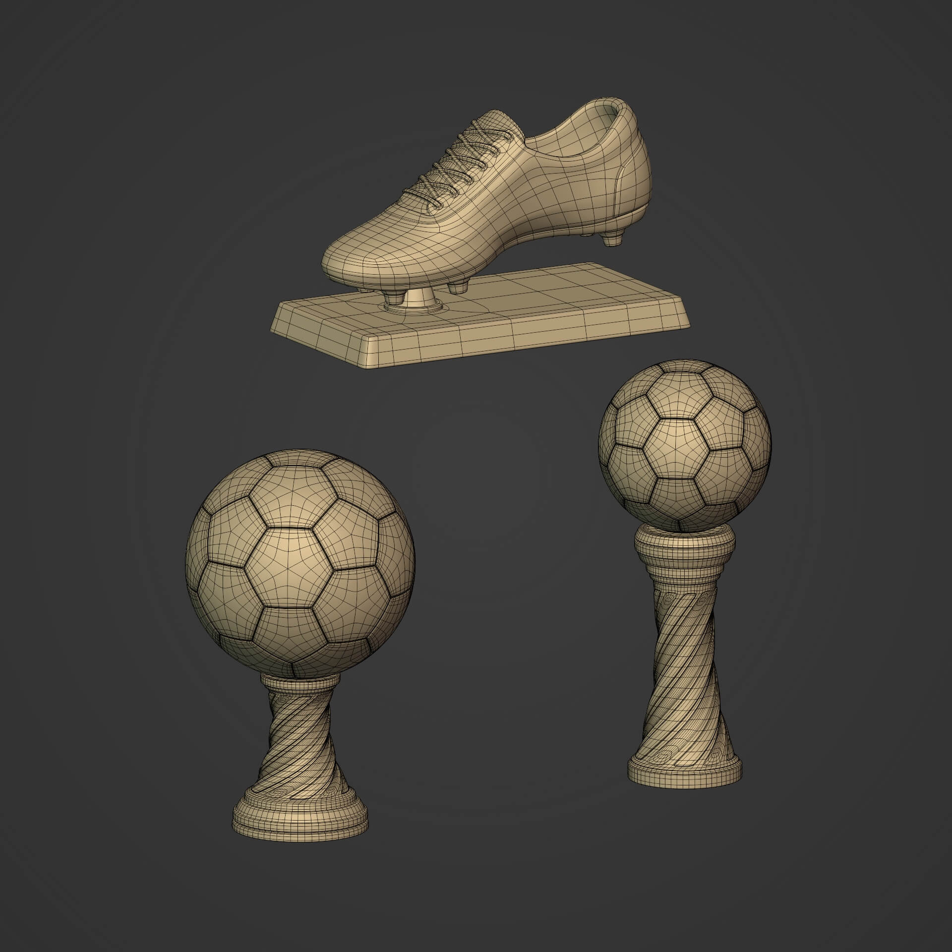 Soccer Trophies Pack - 3D Model by Ocstard