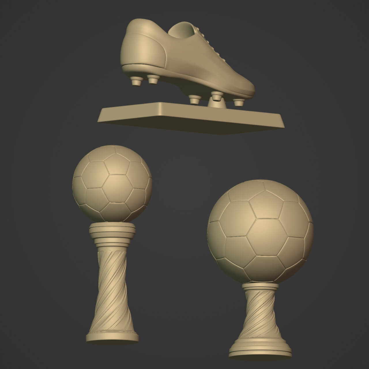 Soccer Trophies Pack - 3D Print Model by Ocstard