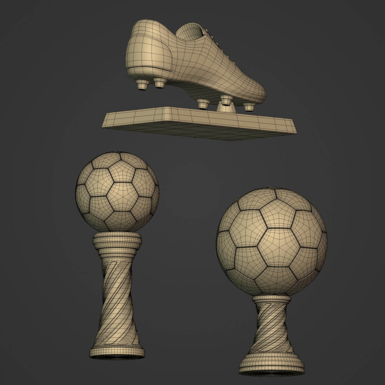 Soccer Trophies Pack - 3D Model by Ocstard