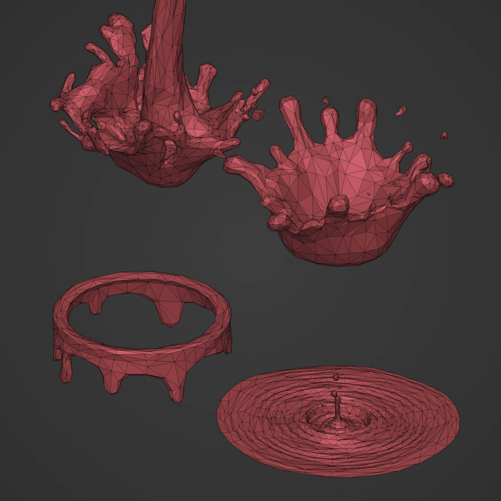 LowPoly Polygonal Splash Pack - 3D Model by Ocstard