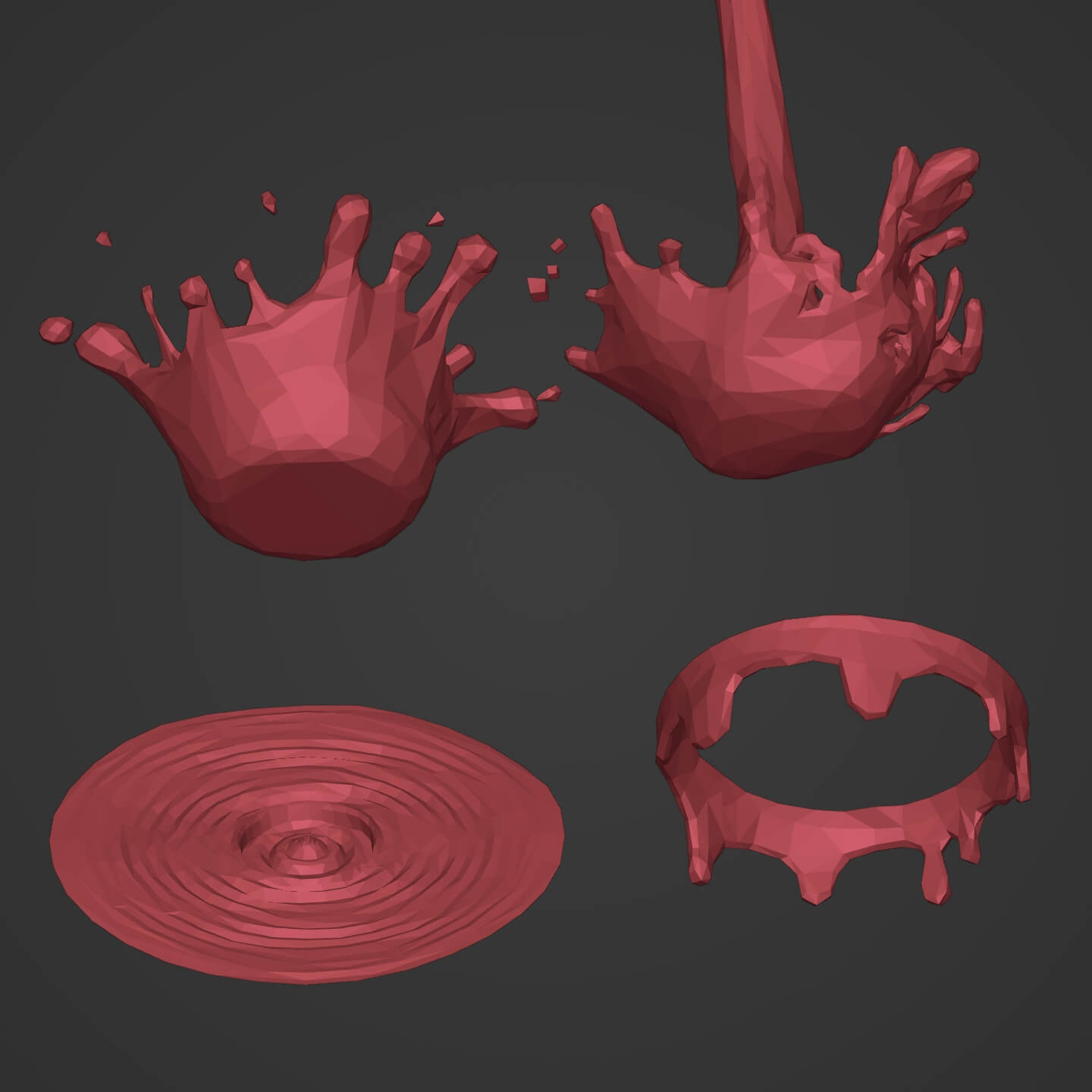 LowPoly Polygonal Splash Pack - 3D Model by Ocstard