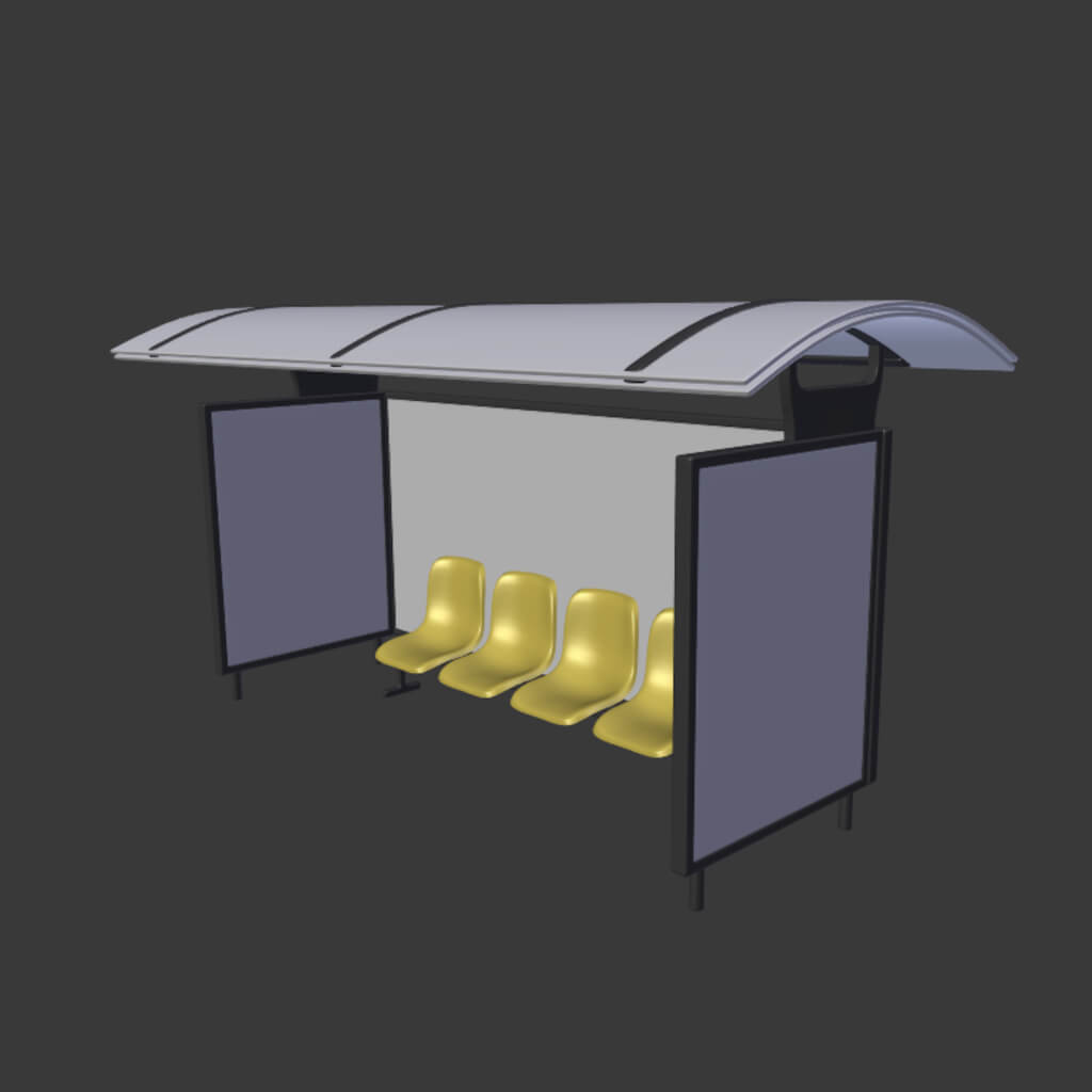 Simple Bus Stop - 3D Model by Ocstard