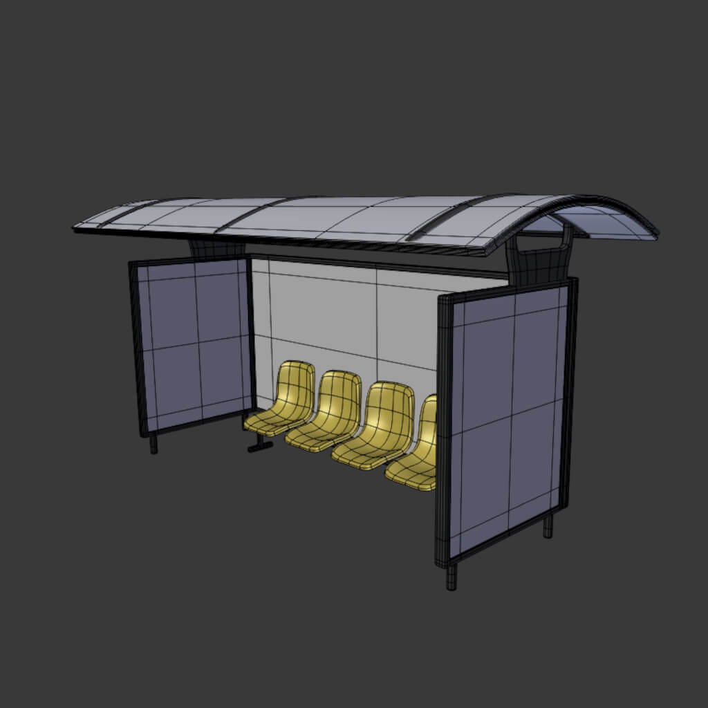 Simple Bus Stop - 3D Model by Ocstard