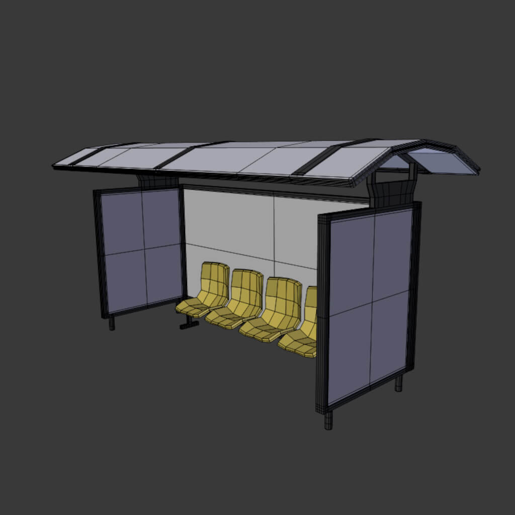 Simple Bus Stop - 3D Model by Ocstard