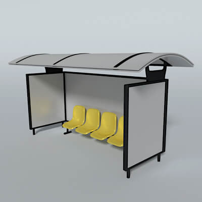 Simple Bus Stop - 3D Model by Ocstard