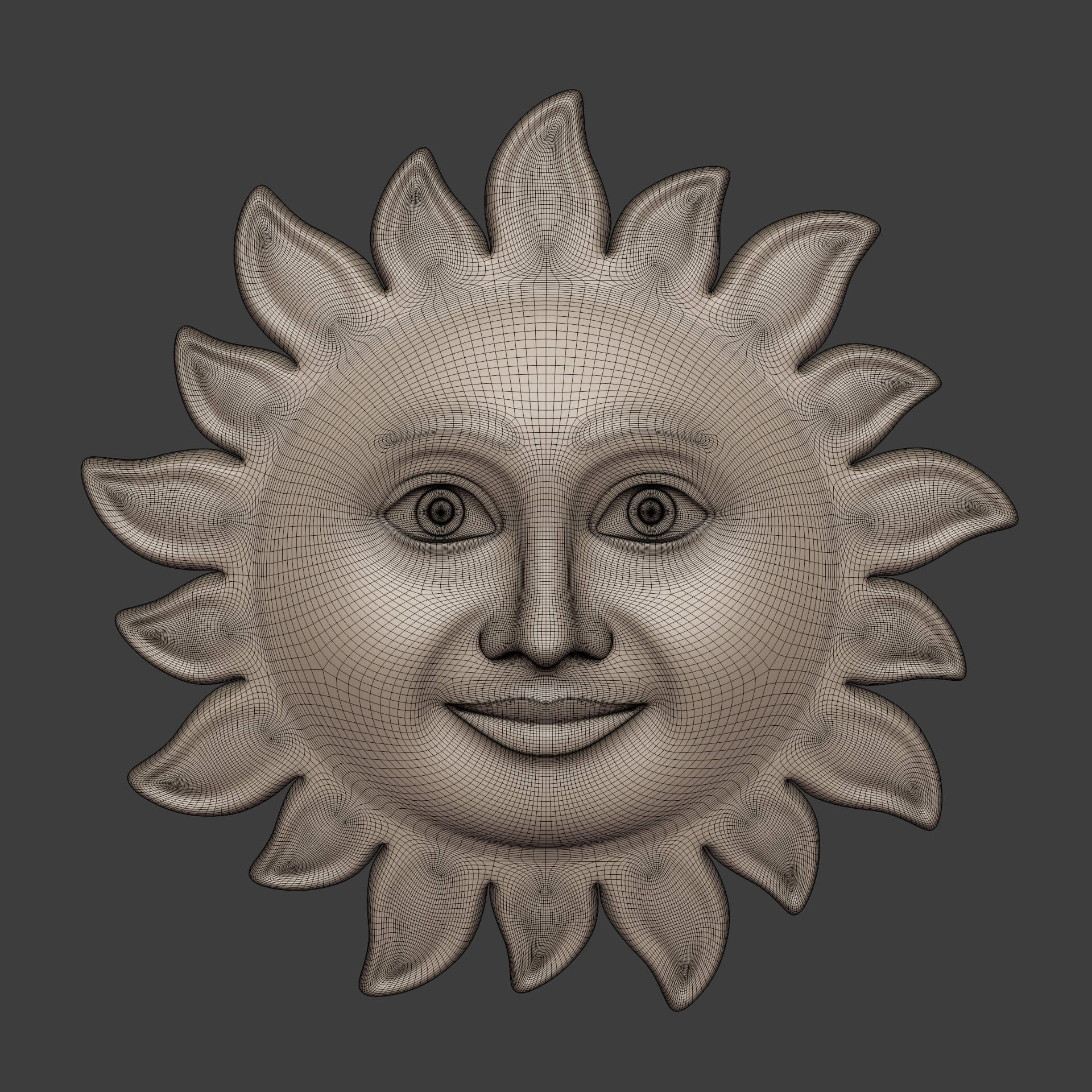 Smiling Sun Face - 3D Model by Ocstard