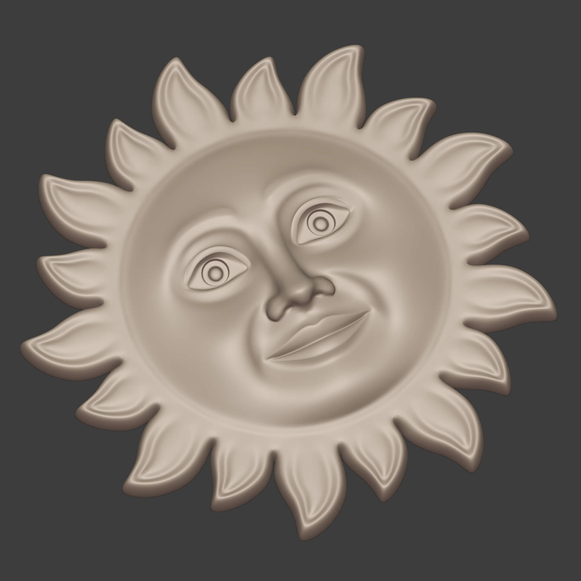 Smiling Sun face - 3D Model by Ocstard