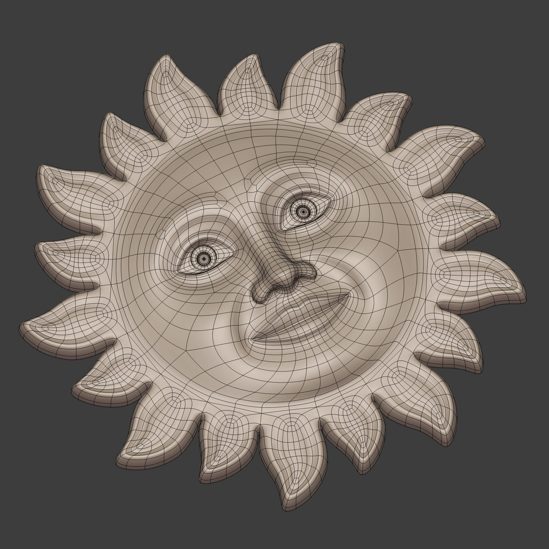 Smiling Sun face - 3D Model by Ocstard