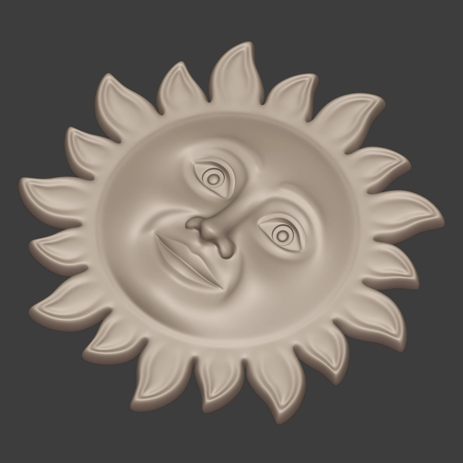 Smiling Sun face - 3D Model by Ocstard