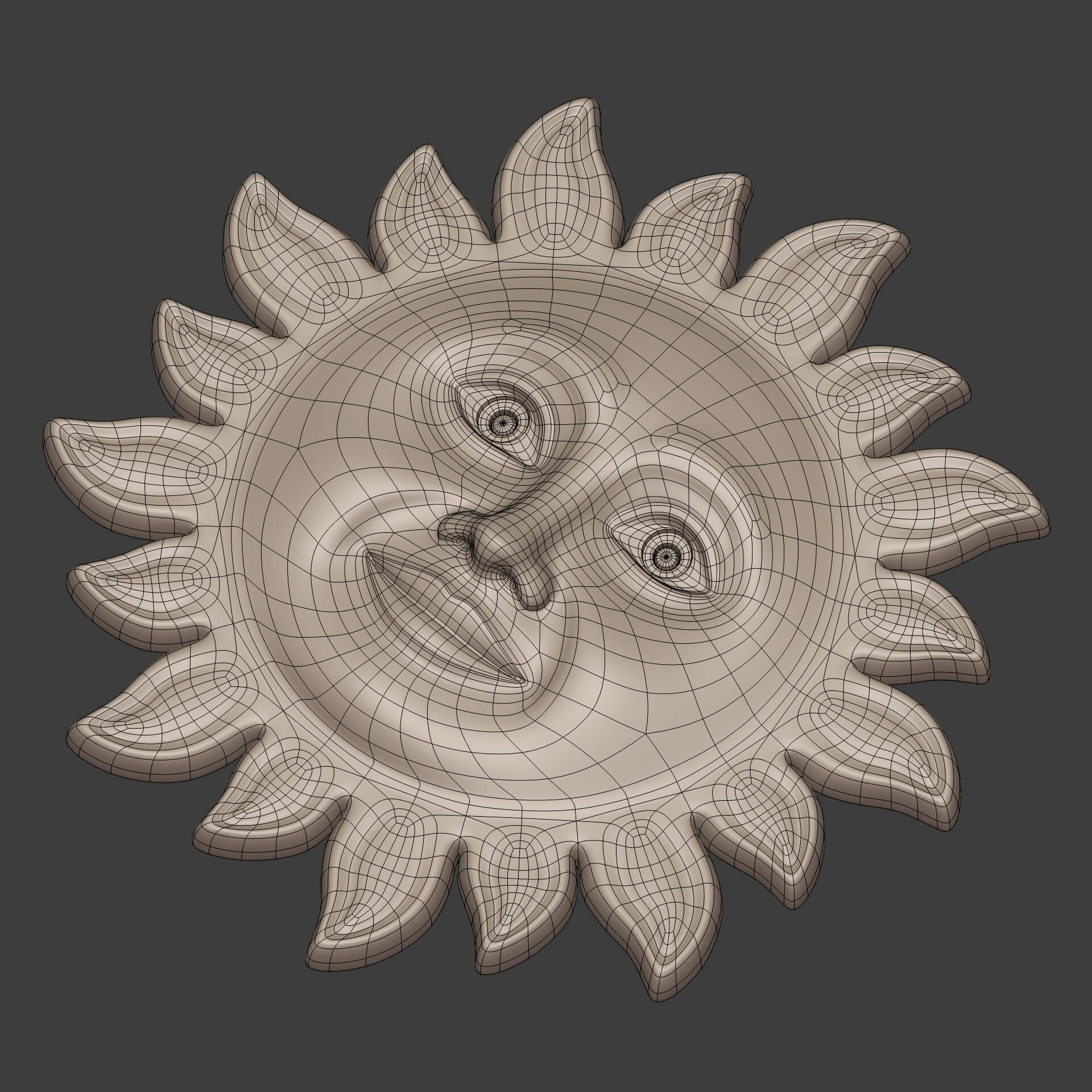Smiling Sun Face - 3D Model by Ocstard